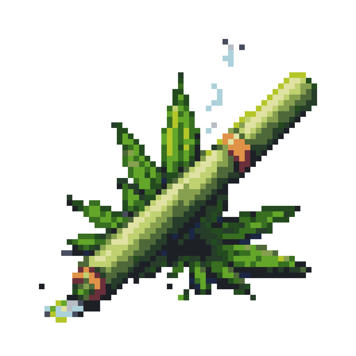 2D Game Asset: Glowing Joint & Cannabis Leaves: Mystical Smoke Emerges
