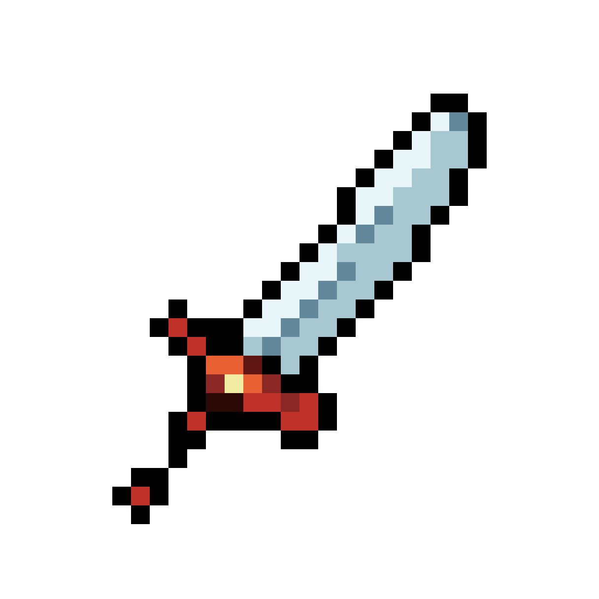 Heroic Sword: Red Hilt, Gray Blade, Black Background