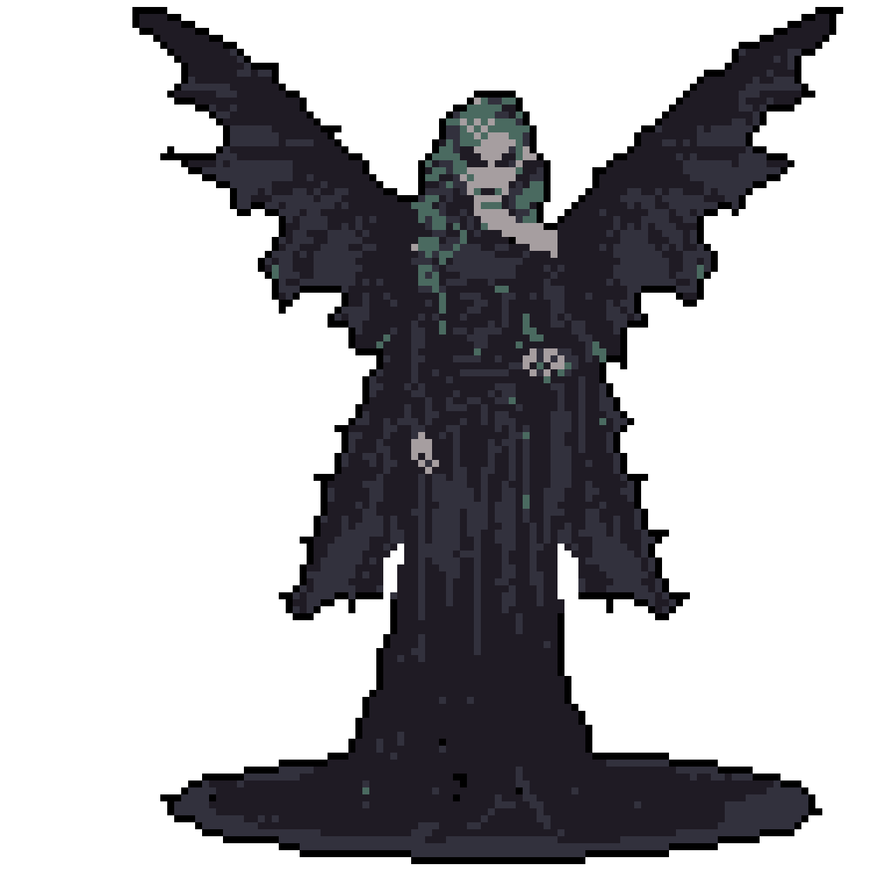 Gothic Queen's Dark Elegance: Bat Wings & Mint Accents