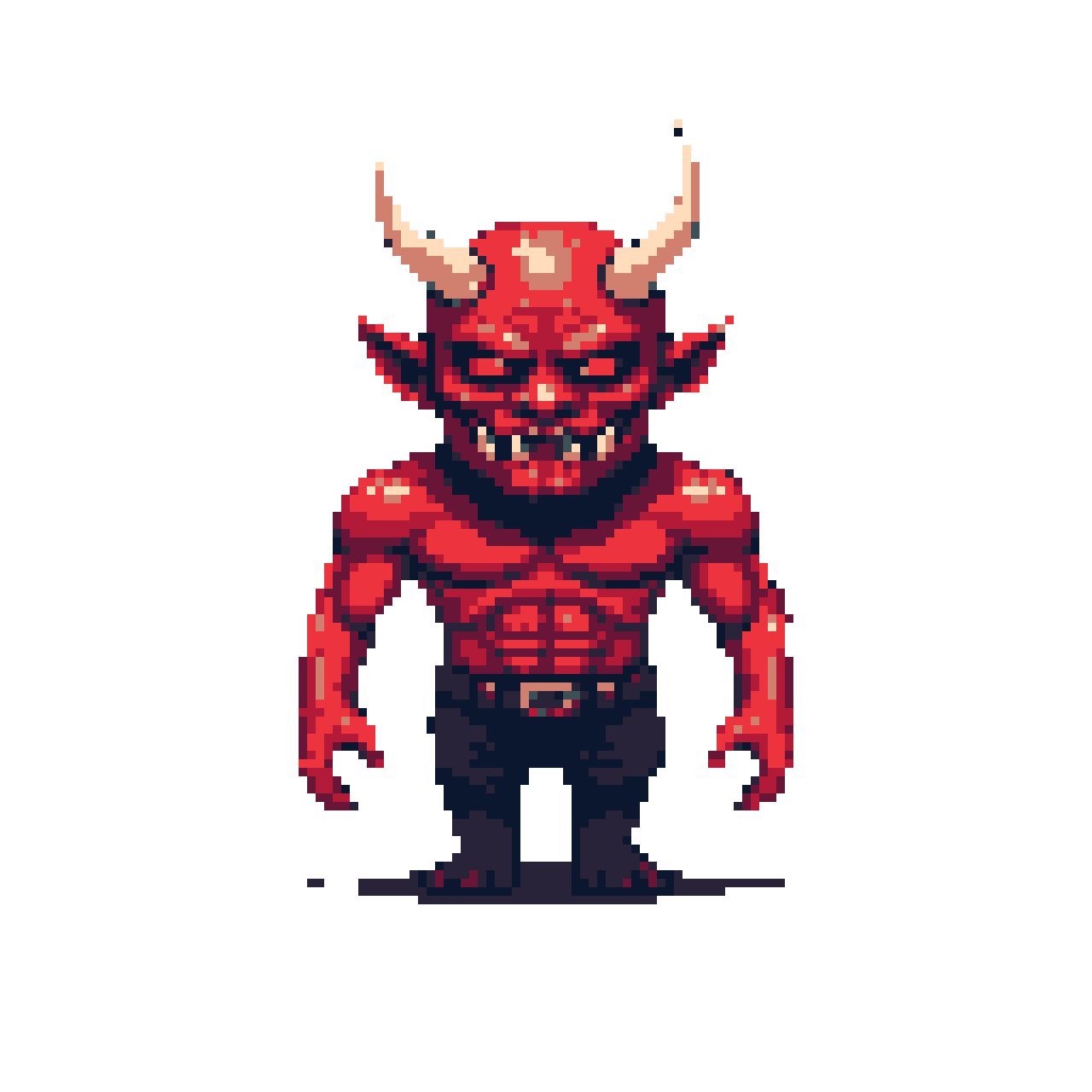Menacing Red Demon Grin: Ready for Action