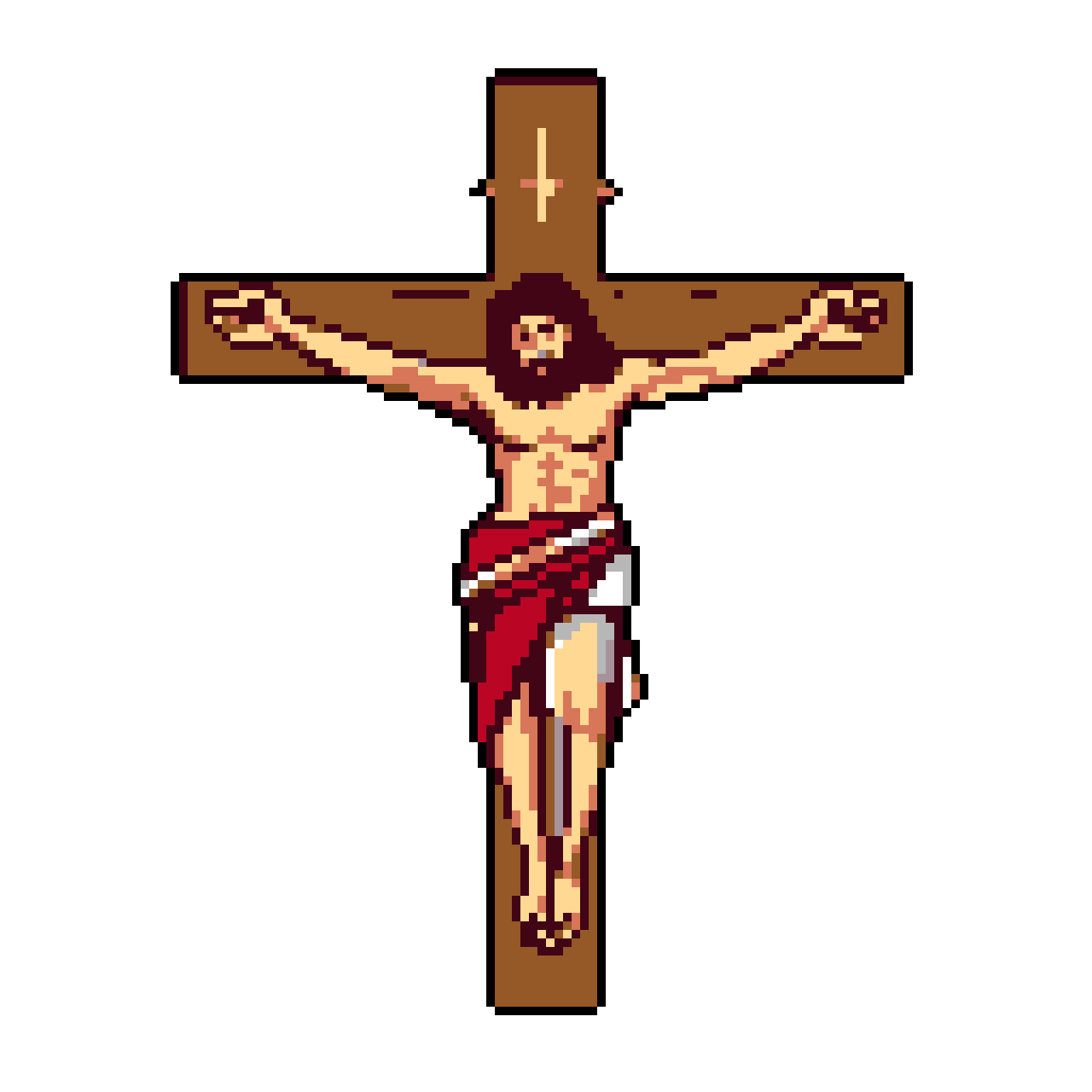 AI Pixel Art: Jesus Crucifixion: Solemn Devotional Scene