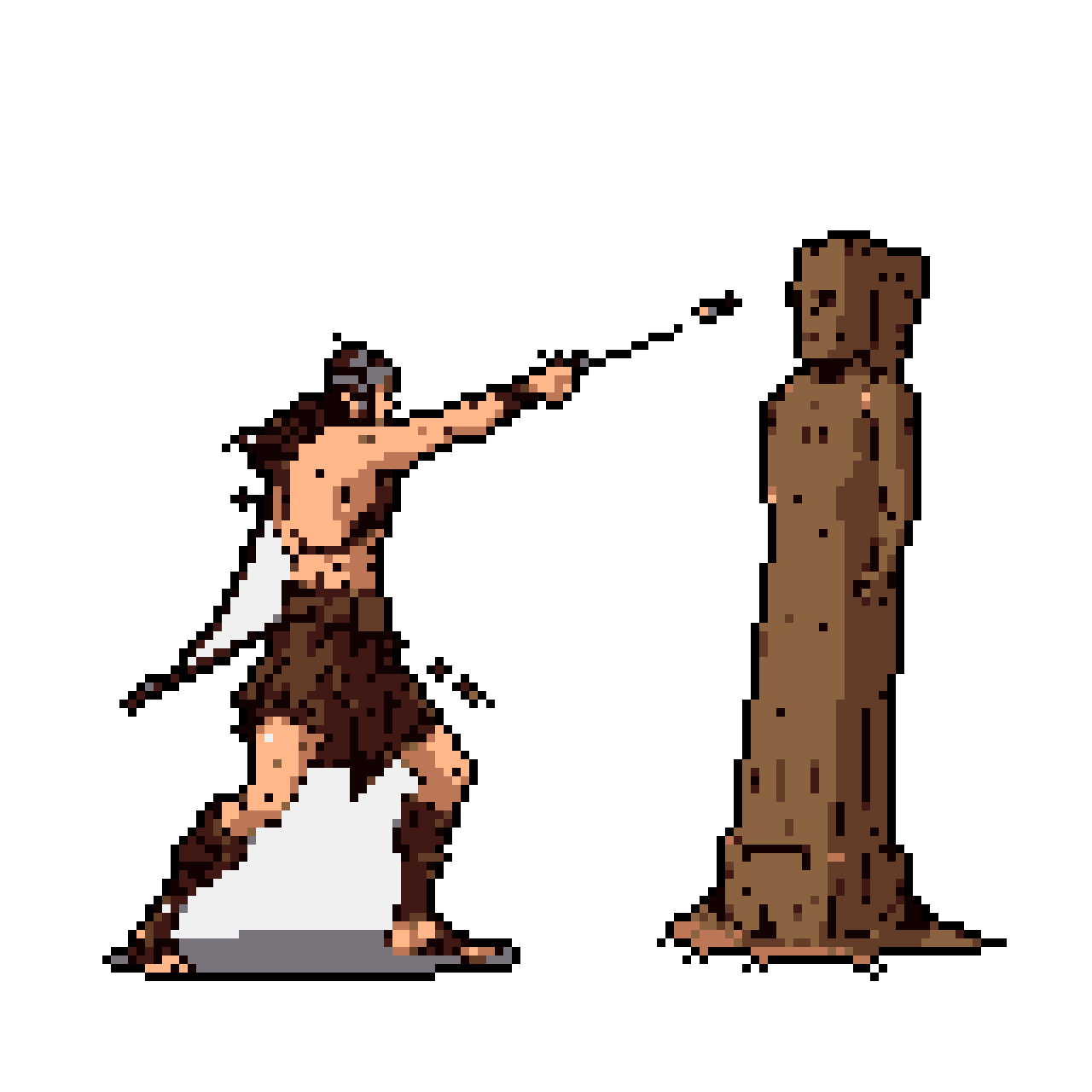 Barbarian Confronts Ancient Idol in Mysterious Scene