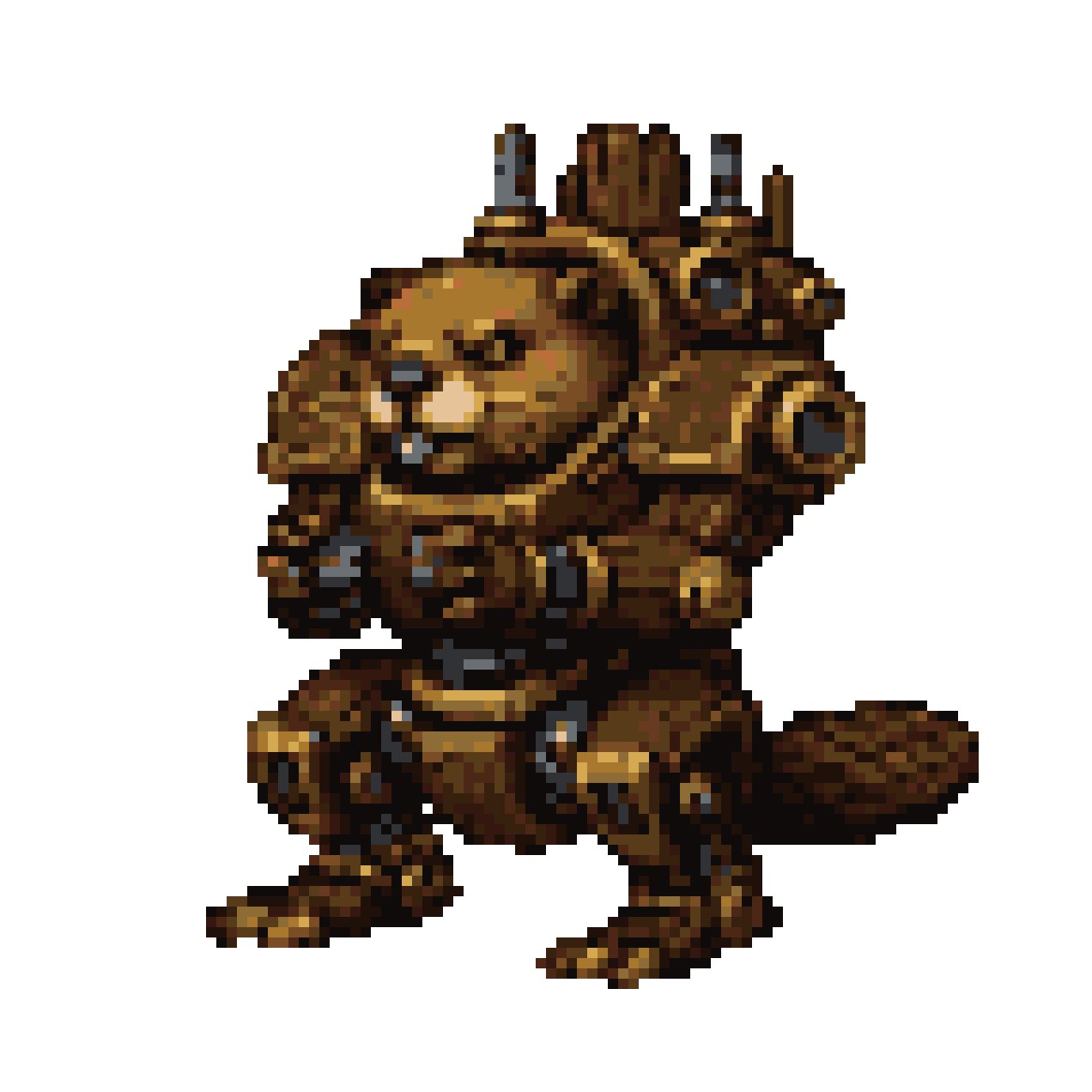 Bronze Beaver Mech: Steampunk Guardian's Determined March