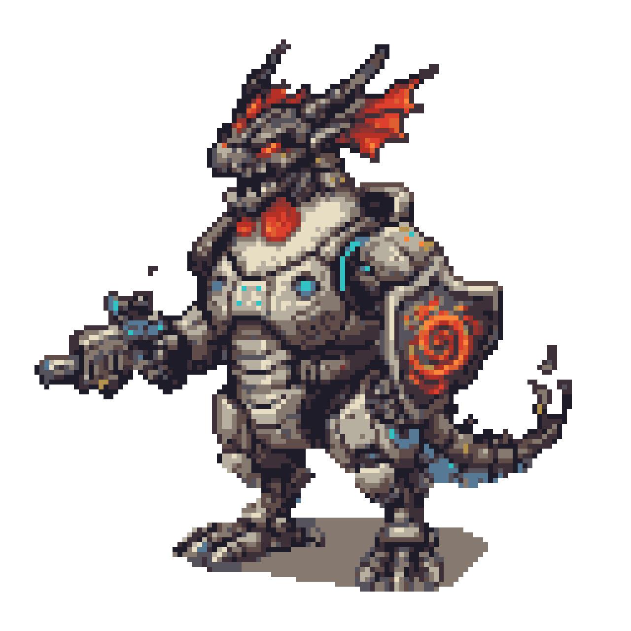 Pixel Art: Dragon Warrior: Ready for Cosmic Battle