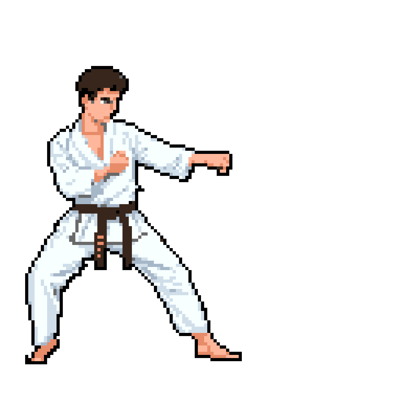 Pixel Art: Karate Master's Fierce Punch: Action & Discipline