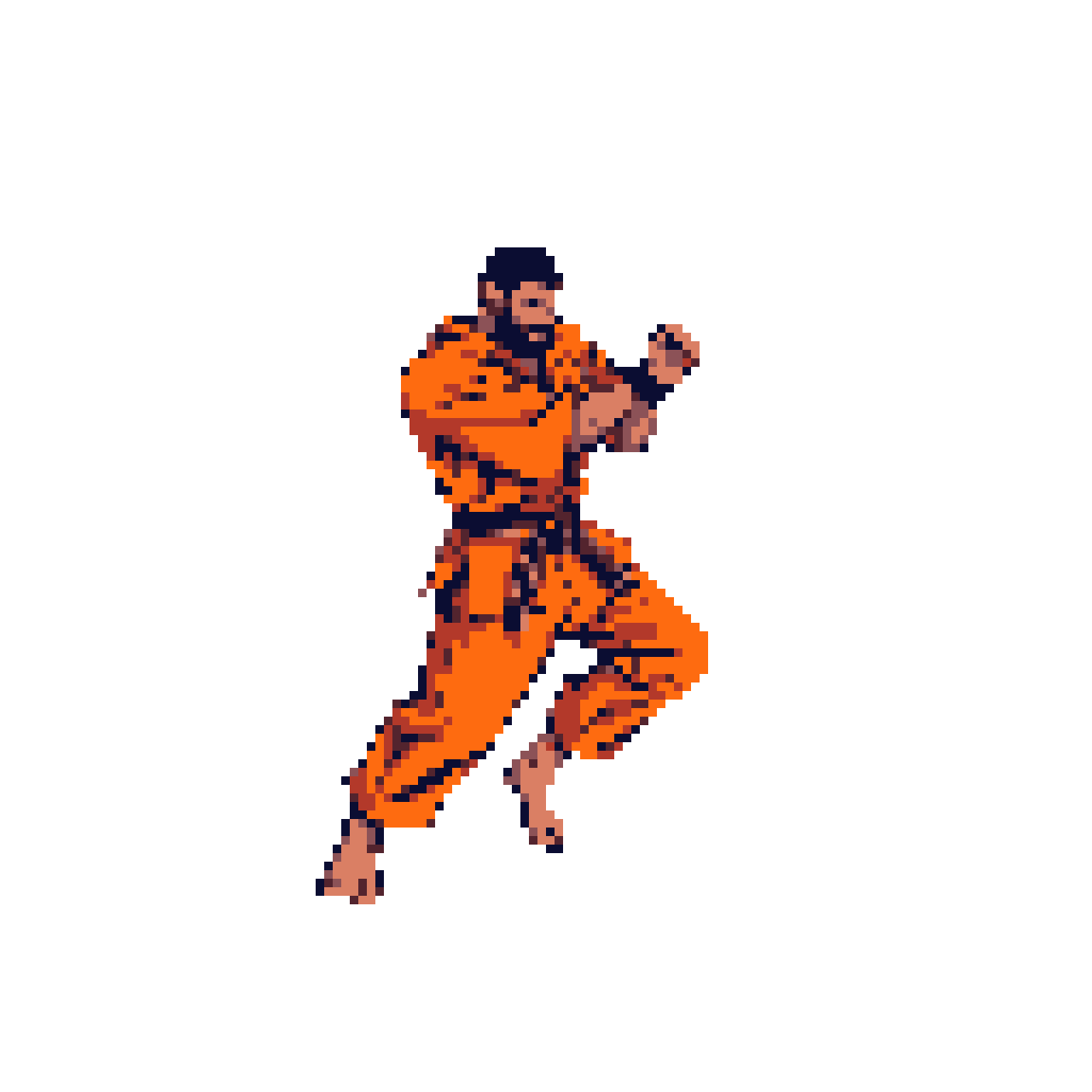 Martial Artist in Orange Gi: Ready to Fight