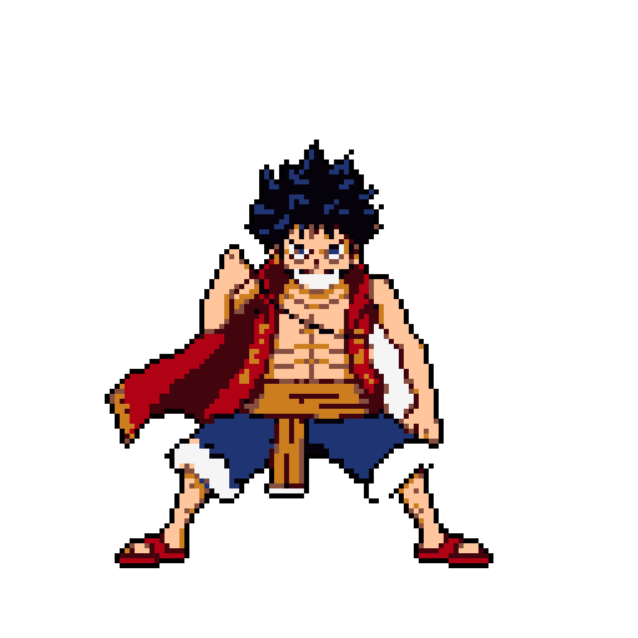 Luffy's Energetic Stance: Determined Fighter Ready to Strike