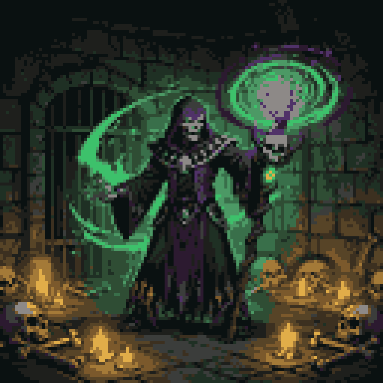 Necromancer's Dark Sorcery in Dungeon Gloom