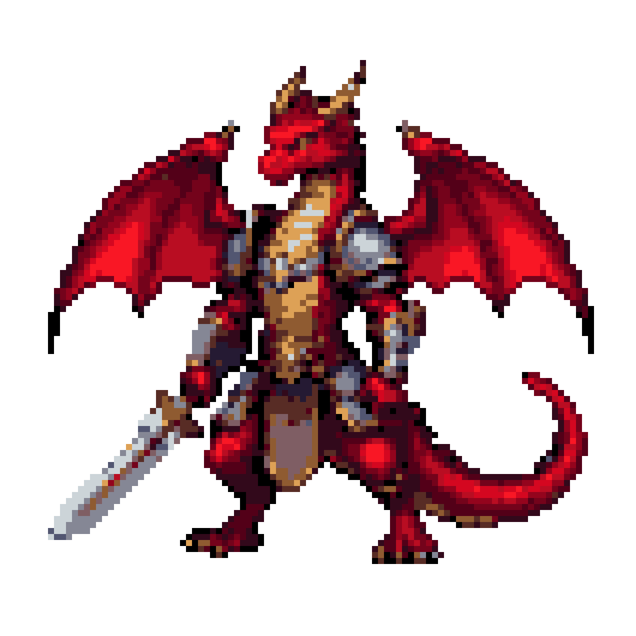 Red Dragon Warrior: Sword Ready for Epic Battle
