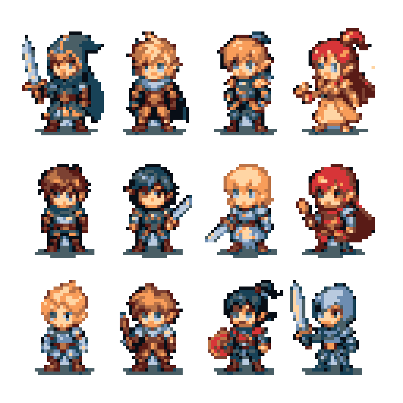Fantasy Warrior & Mage Sprites: 12 Retro RPG Characters