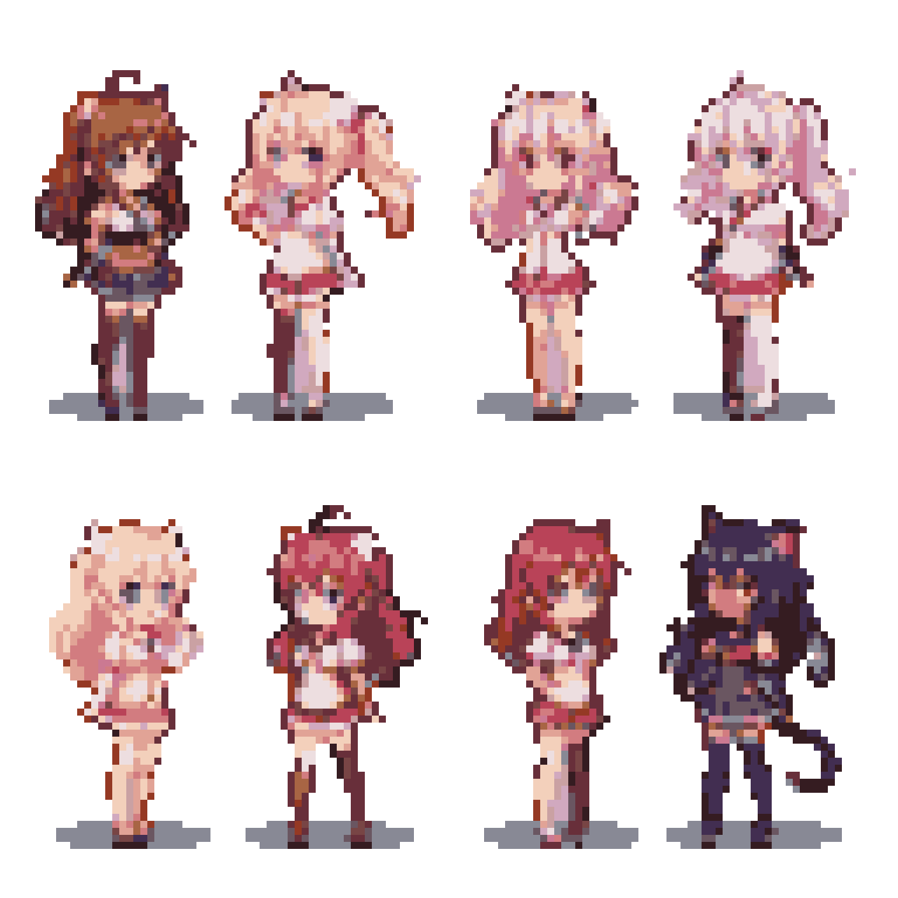 Cute Anime Girl Sprites: Cheerful & Charming Collection