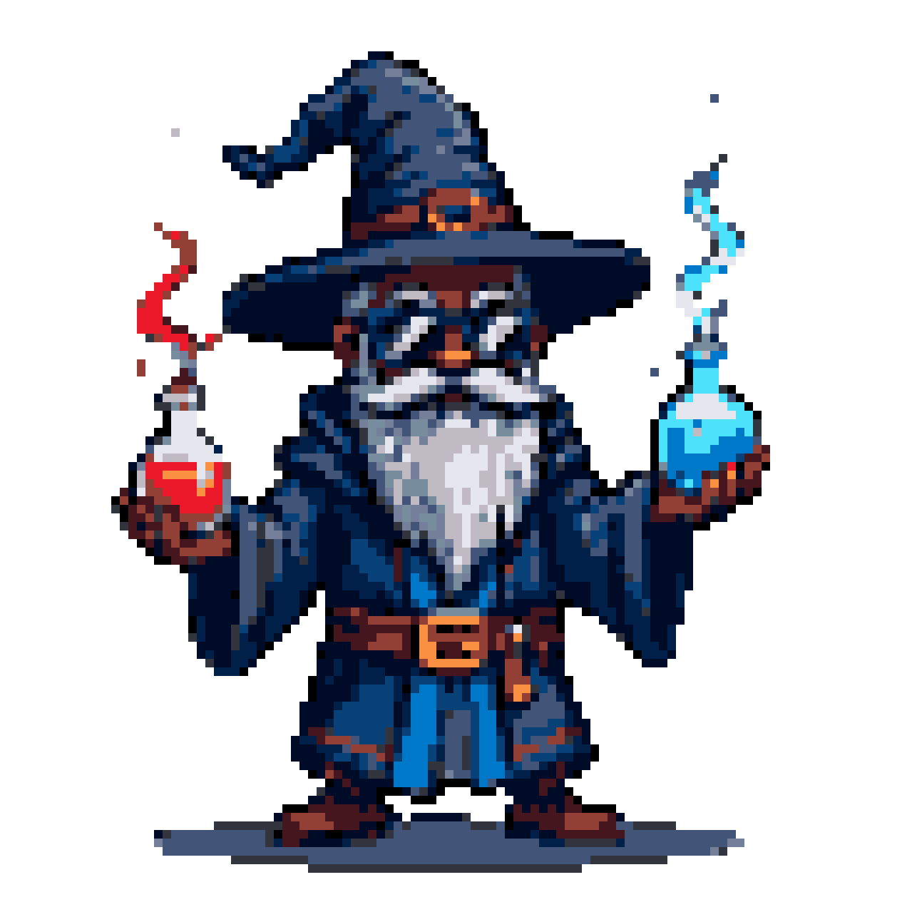 Cool Wizard Holds Fiery & Icy Potions