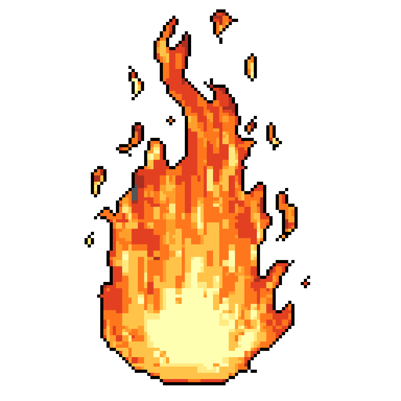 Fiery Ascent: Dynamic Orange & Yellow Flame