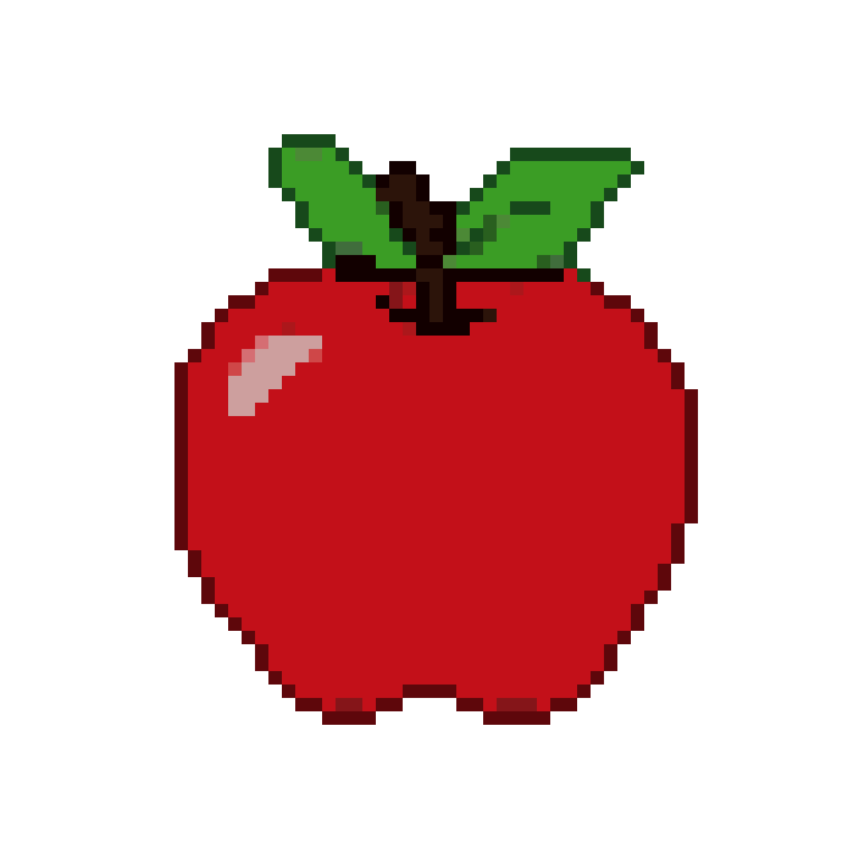 Sprite: Vibrant Red Apple with Green Leaves | Retro Digital Art