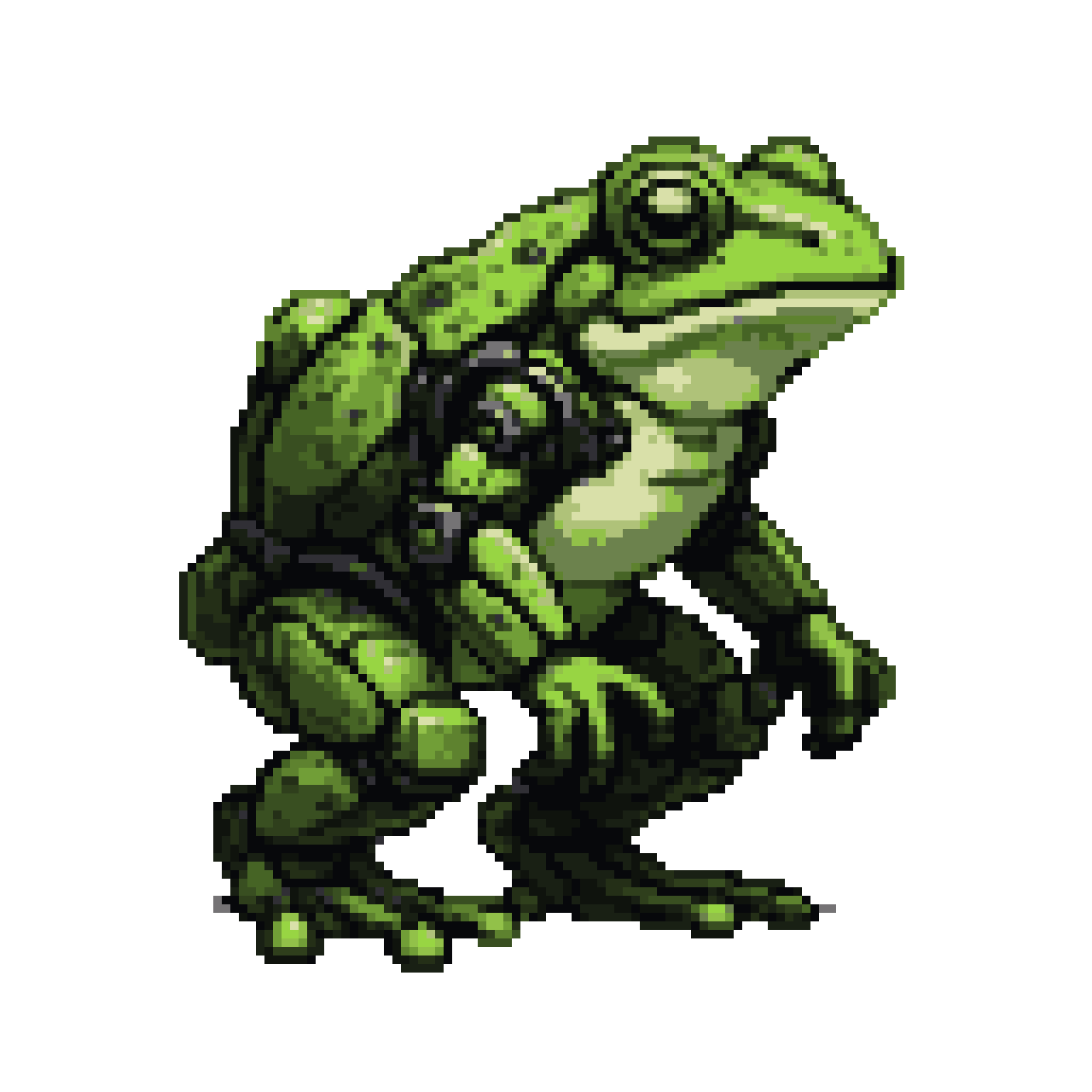 Mech Frog: Stoic Warrior Ready to Leap