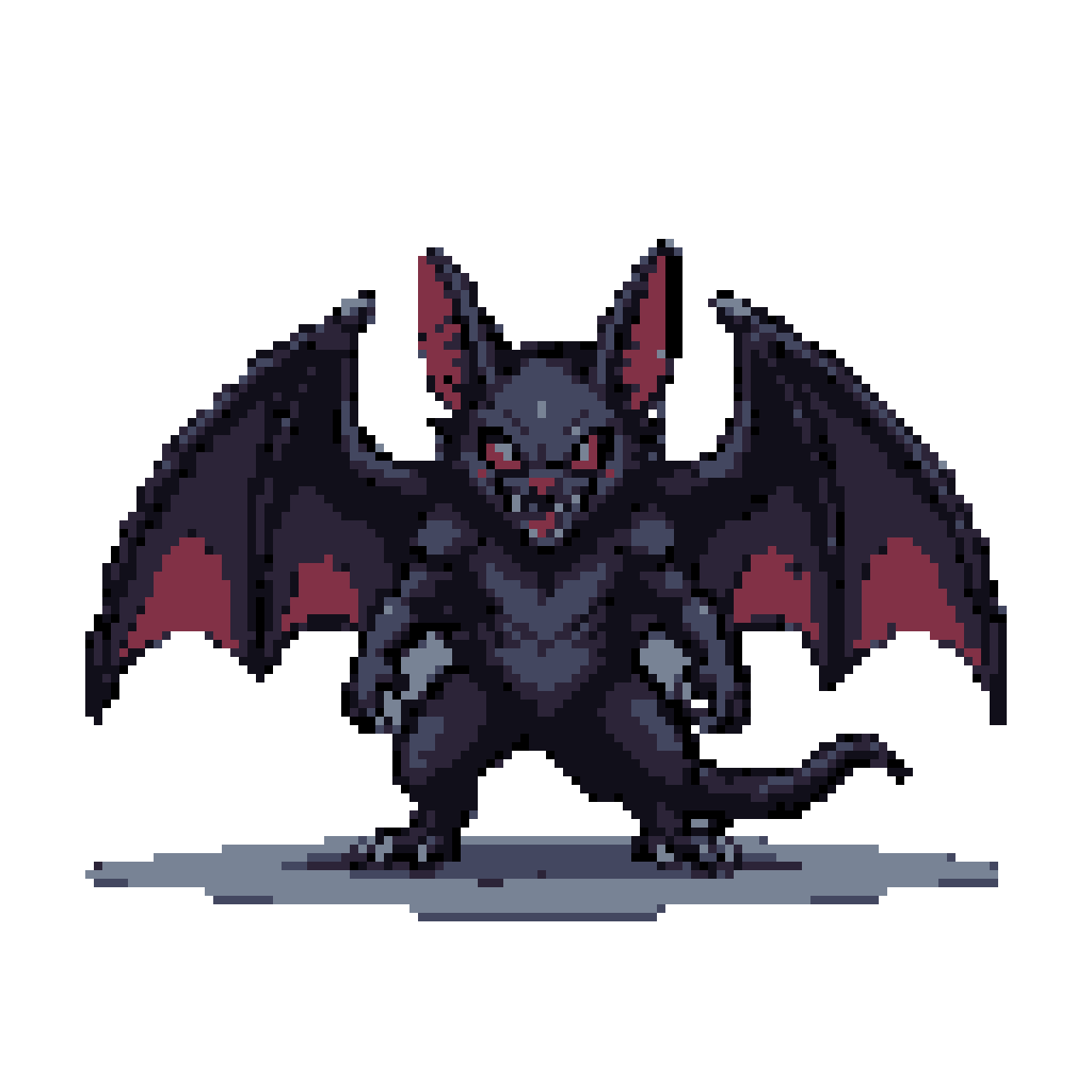 Menacing Bat-Creature: Red Eyes, Spreading Wings, Dark Power