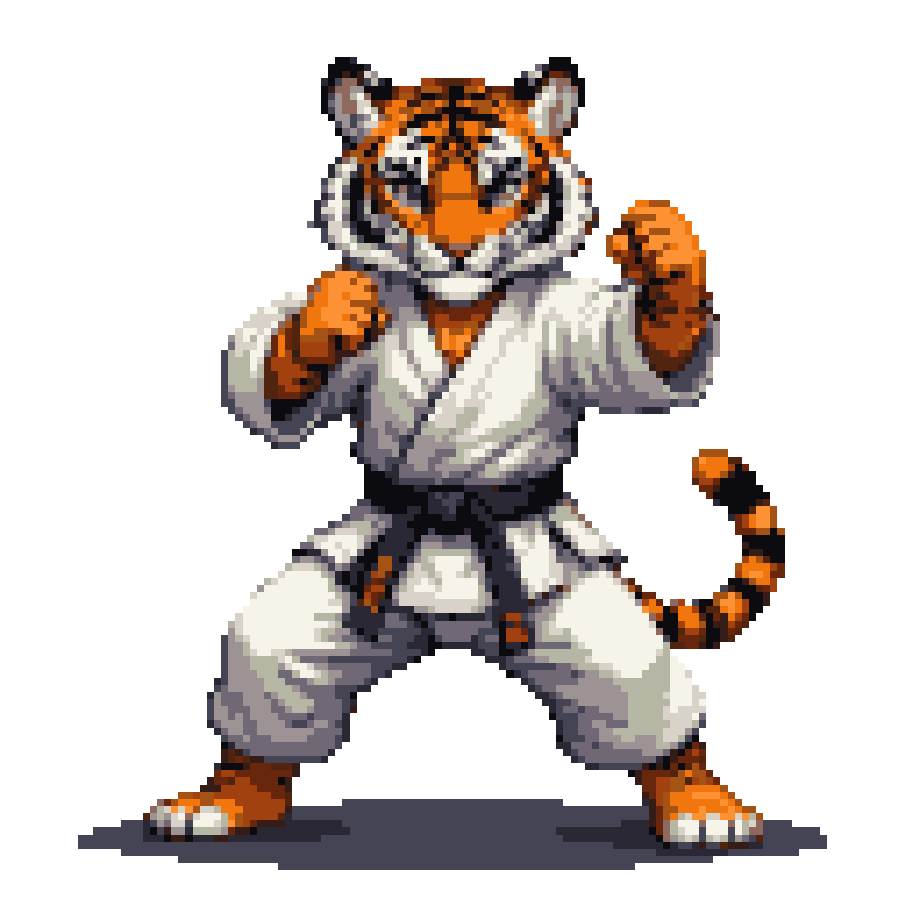 Game Asset Sprite: Karate Tiger: Fierce Martial Artist Ready to Strike
