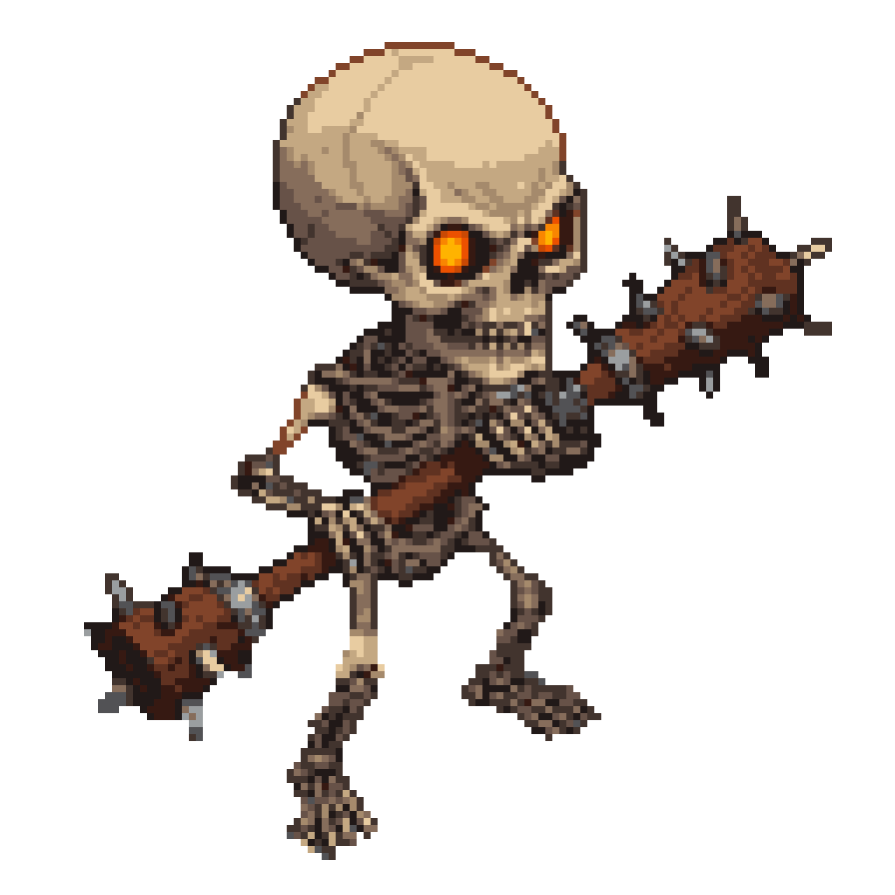 Spiked Club Skeleton: Ancient Menace Ready to Strike