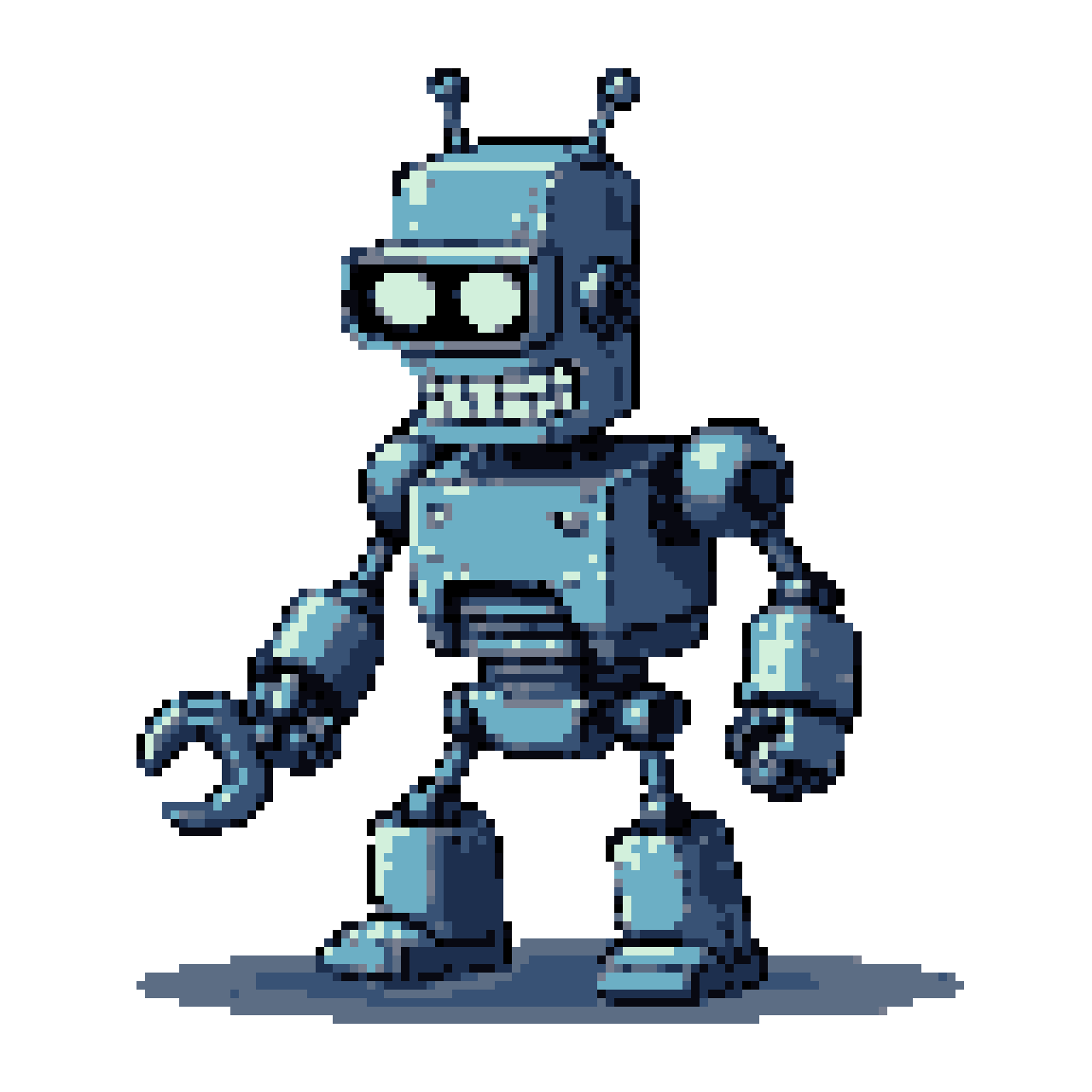 Retro Robot Grin: Stoic Sci-Fi Sentinel