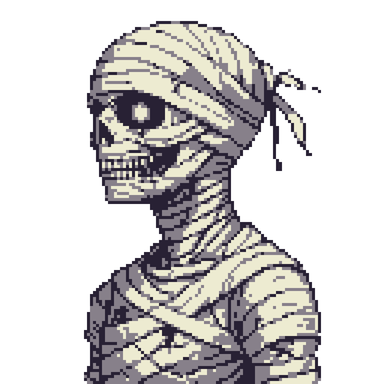 Mummy's Gaze: Bandaged Skeleton Profile