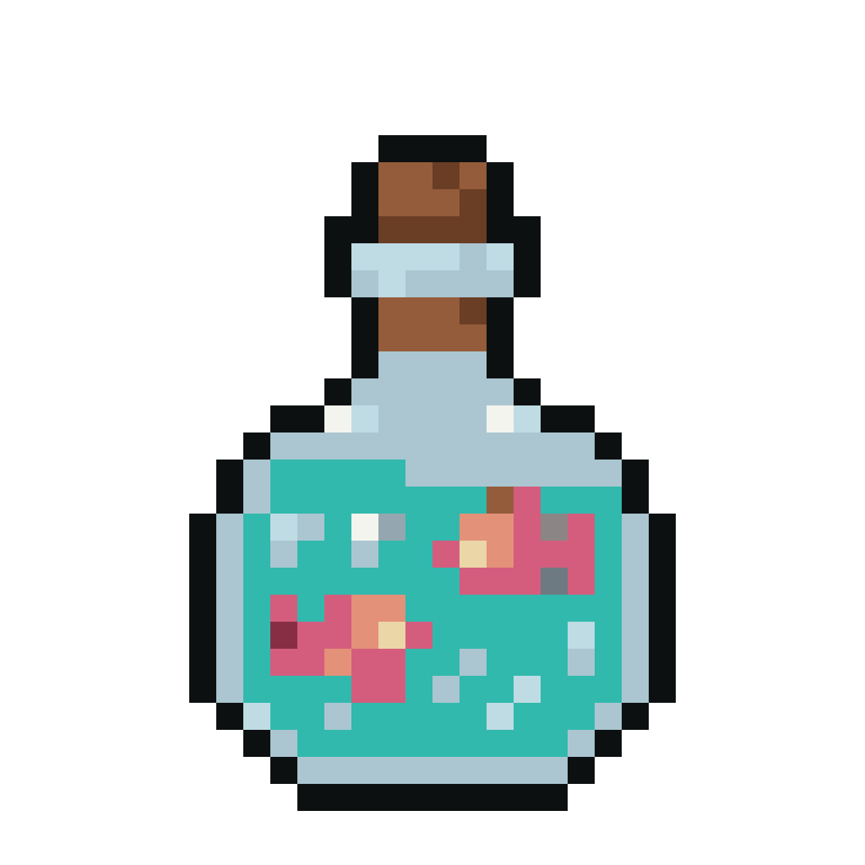 Pixel Art Animation: Enchanted Fish Dance in Luminous Potion