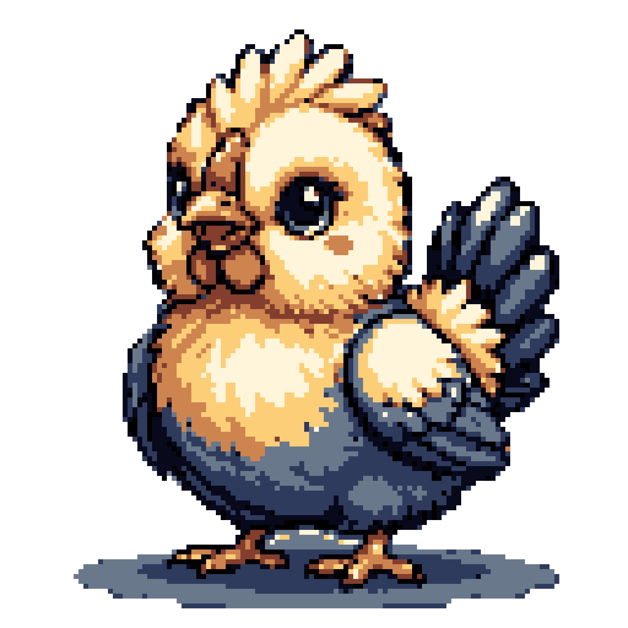 2D Game Asset: Adorable Chick: Curious & Fluffy Digital Illustration