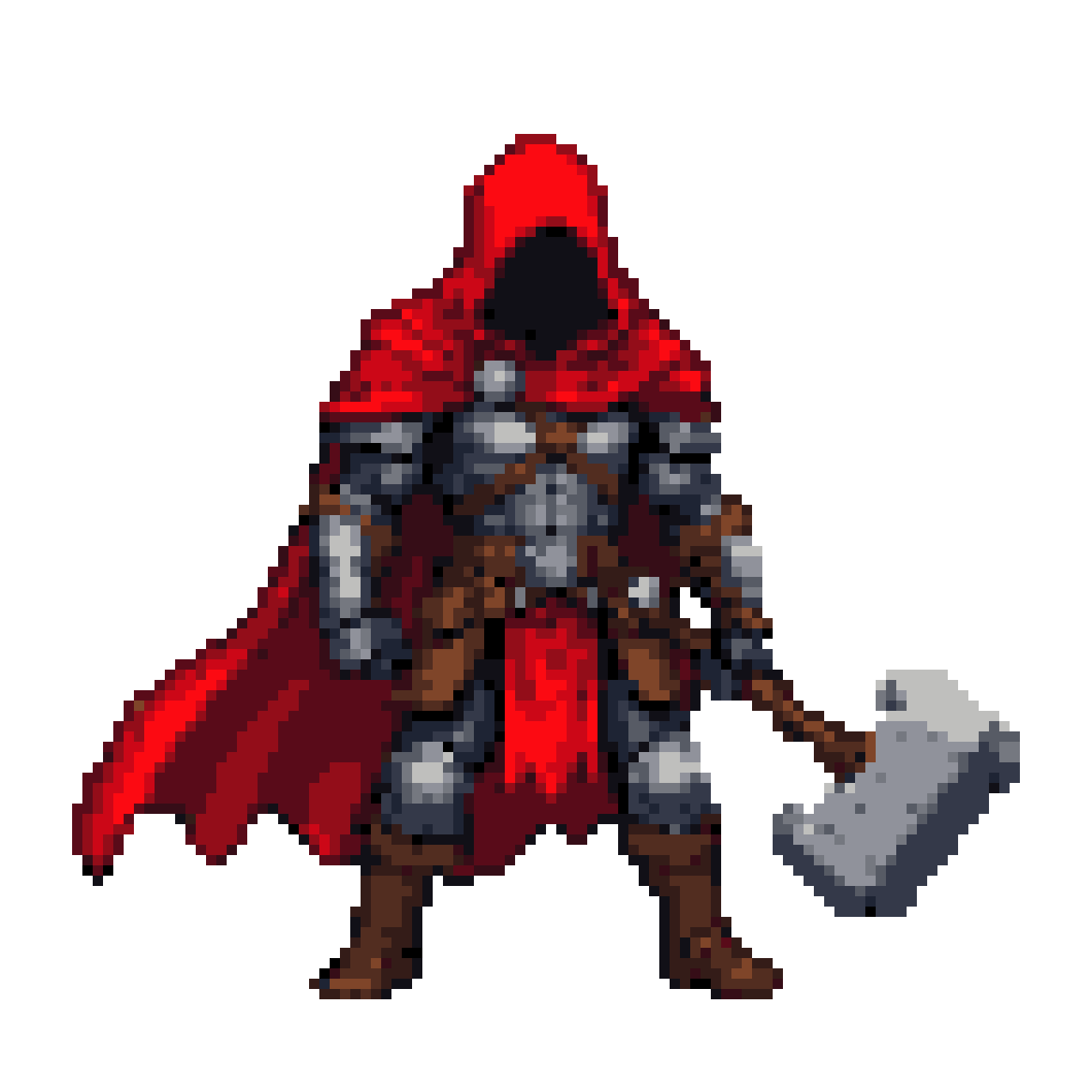 Pixel: Crimson Cloaked Warrior: Warhammer Ready