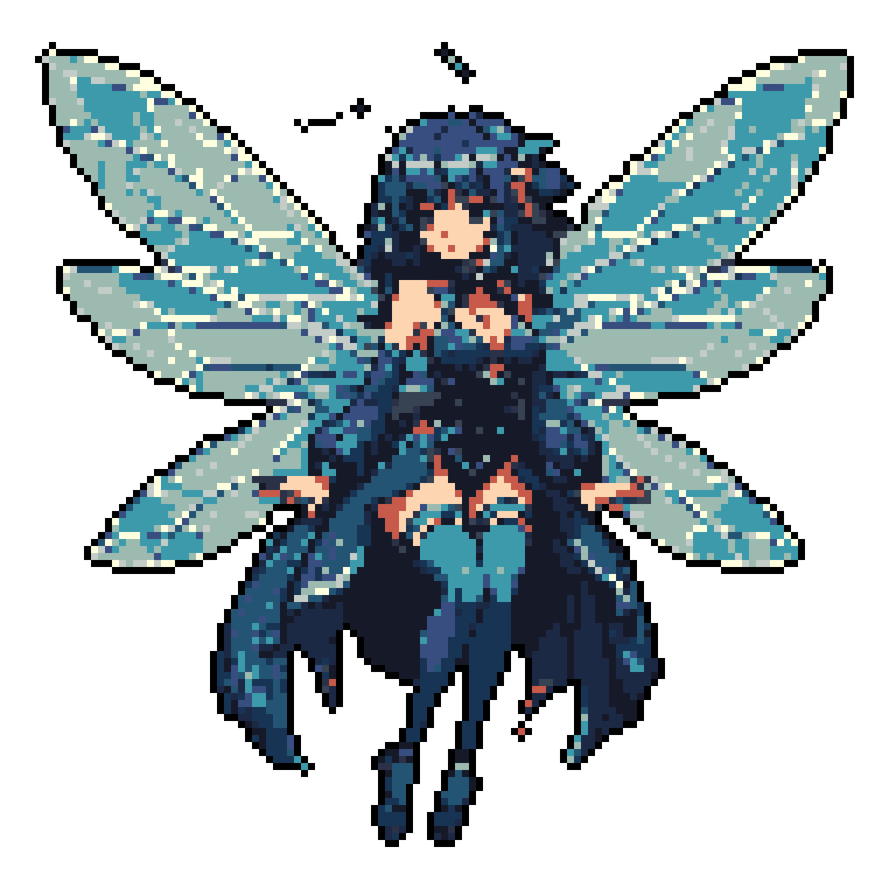 AI Sprite: Ethereal Fairy Wings Blue Fantasy Character