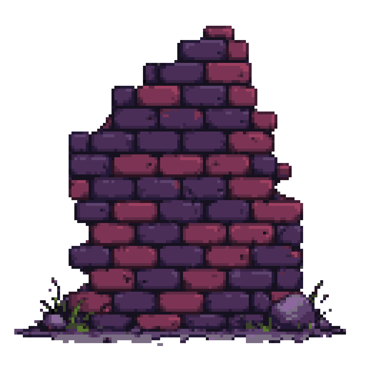 Crumbling Purple Wall: Ancient Ruins Sprite