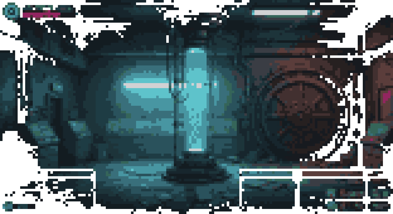 Cyberpunk Bio-Lab: Glowing Tube & Vault Door