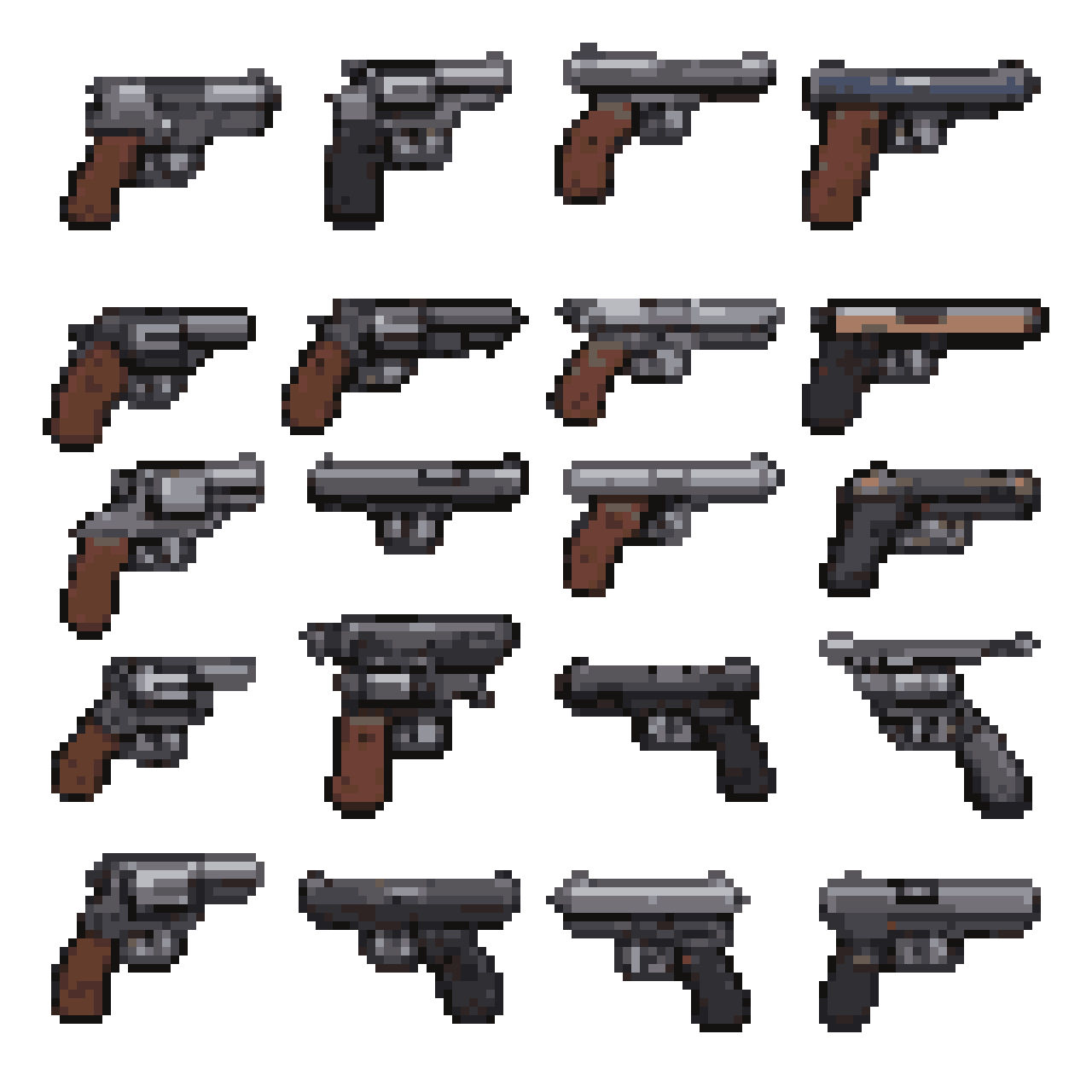 Diverse Pistol Sprites: Ready for Action