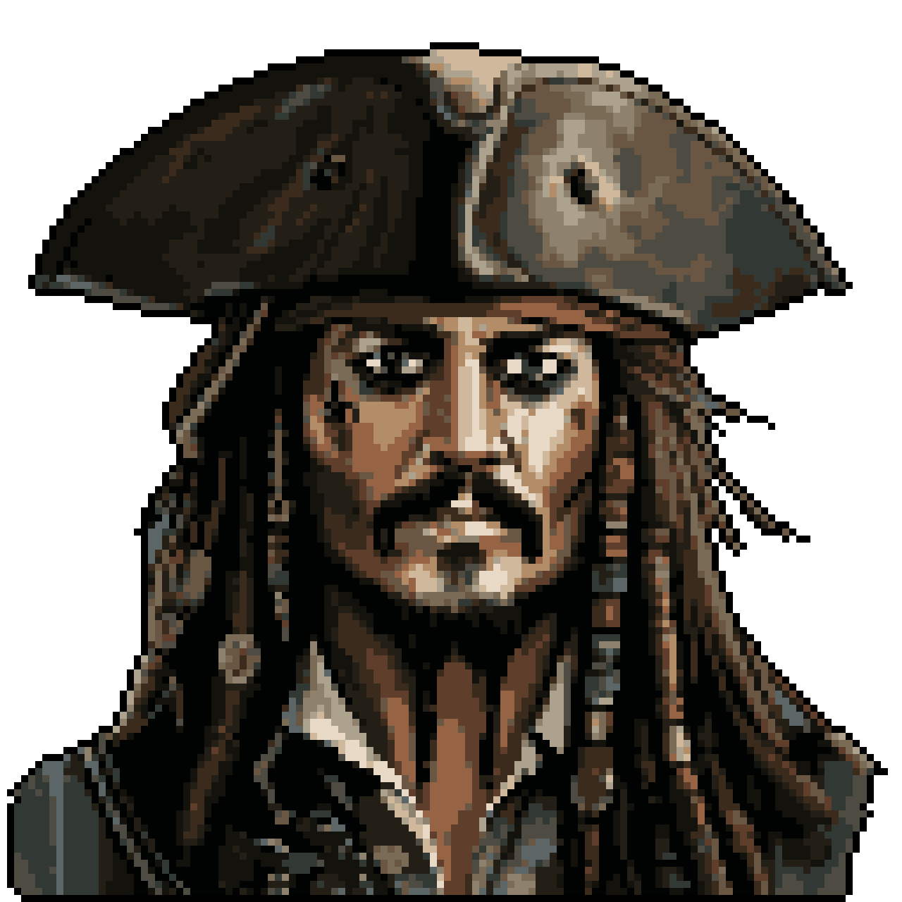 Gritty Pirate Portrait: Jack Sparrow's Intense Gaze
