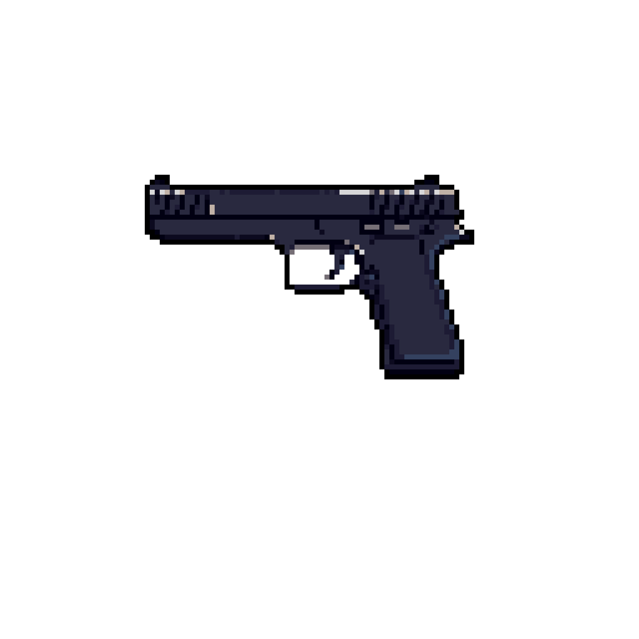 Dark Blue & Purple Handgun: Retro Gaming Firearm