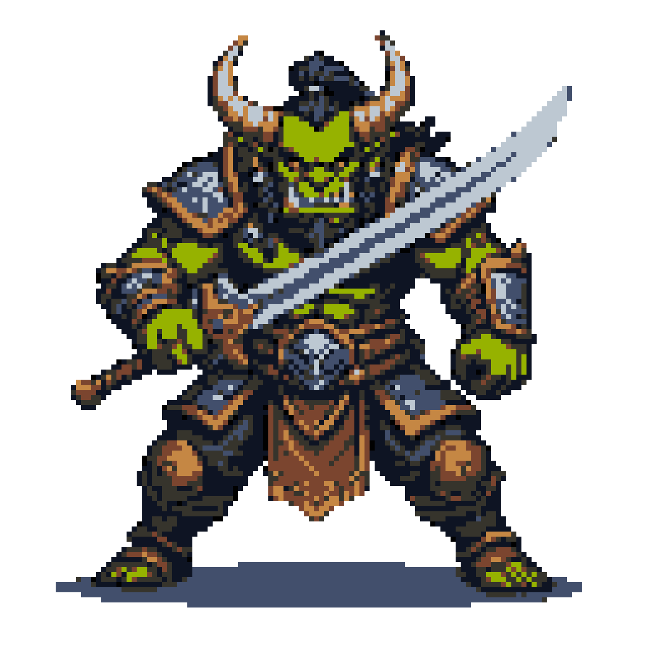 Fierce Orc Warrior: Sword Ready, Battle Stance