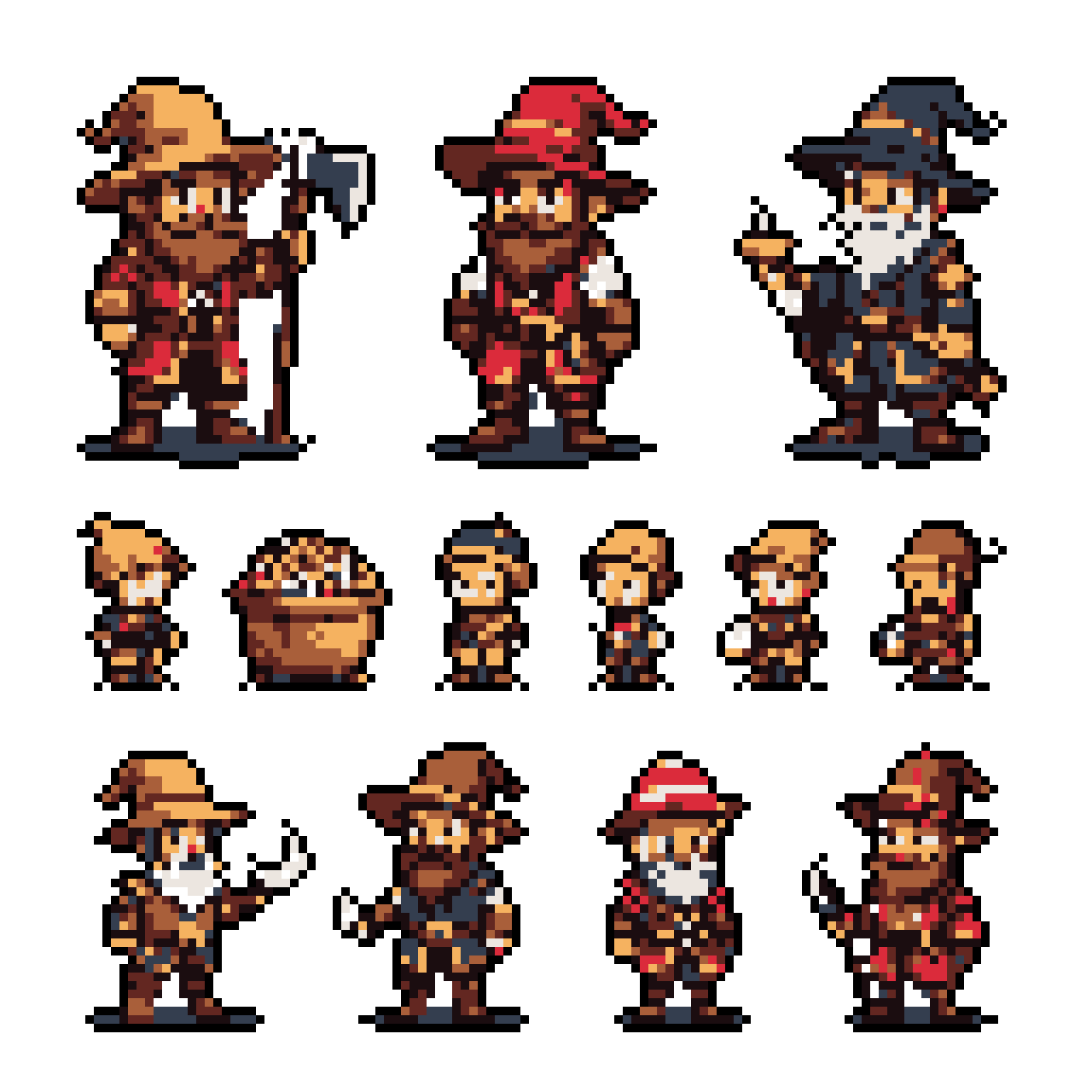 Retro Wizard Character Sheet: Diverse Sorcerers in Warm Tones