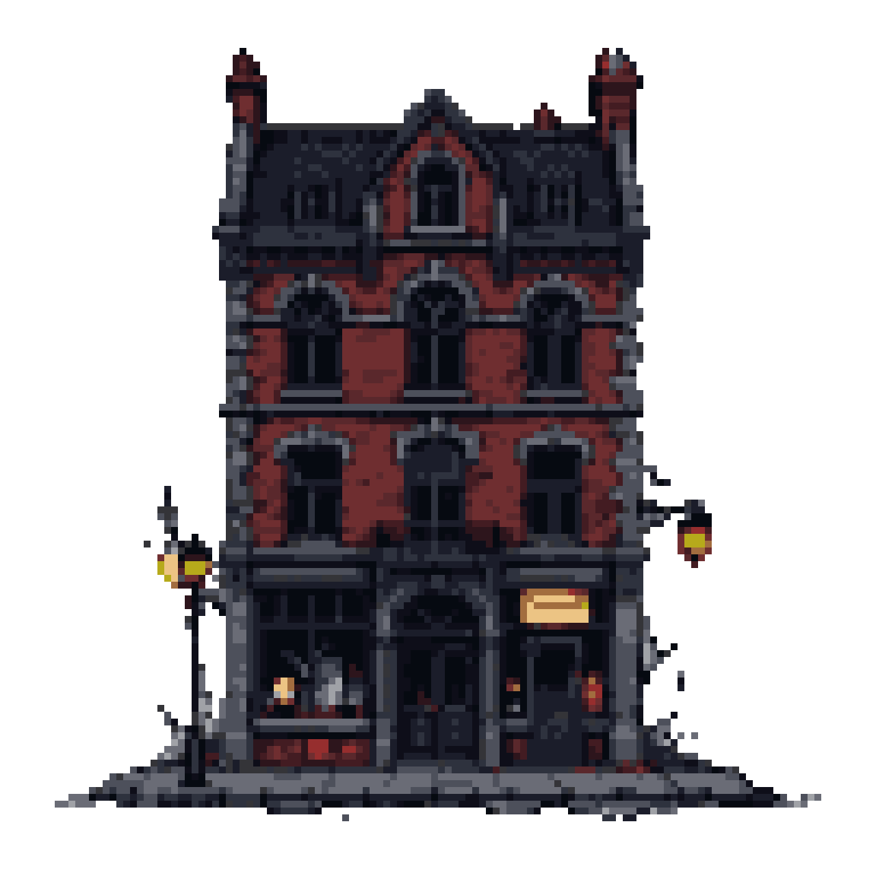Gothic Ruin at Dusk: Eerie Noir Facade