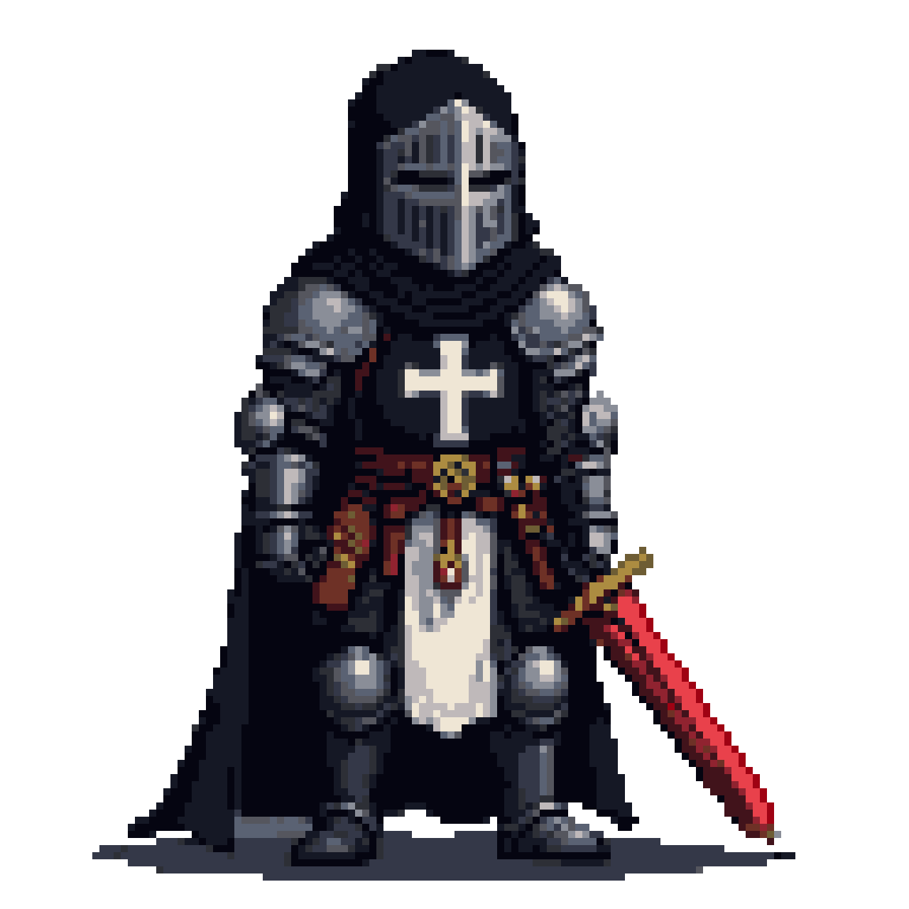 Stoic Templar Knight: Grim Power, Red Sword, Bahomet Relic