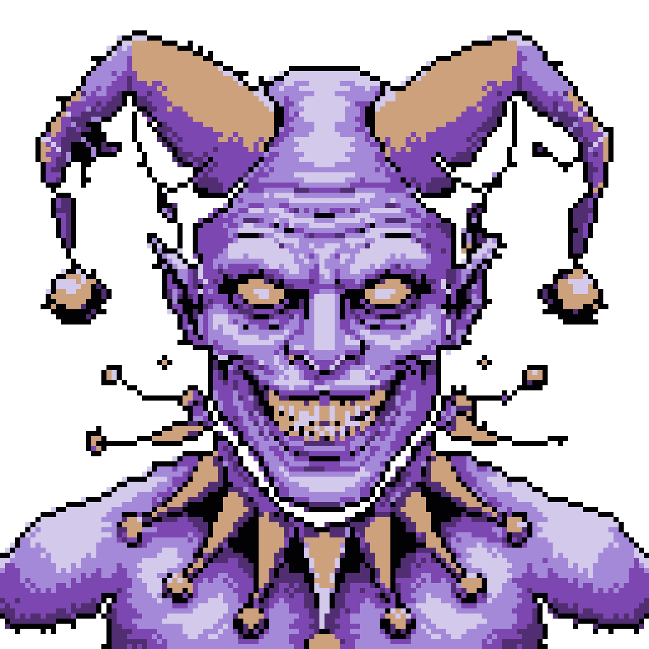 Menacing Jester Grin: Dark Fantasy Villain Portrait