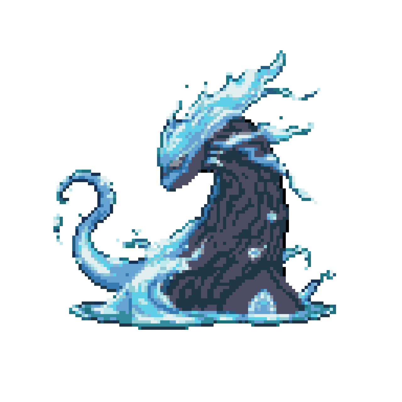 Majestic Water Elemental Pixel Art - Fluid Power