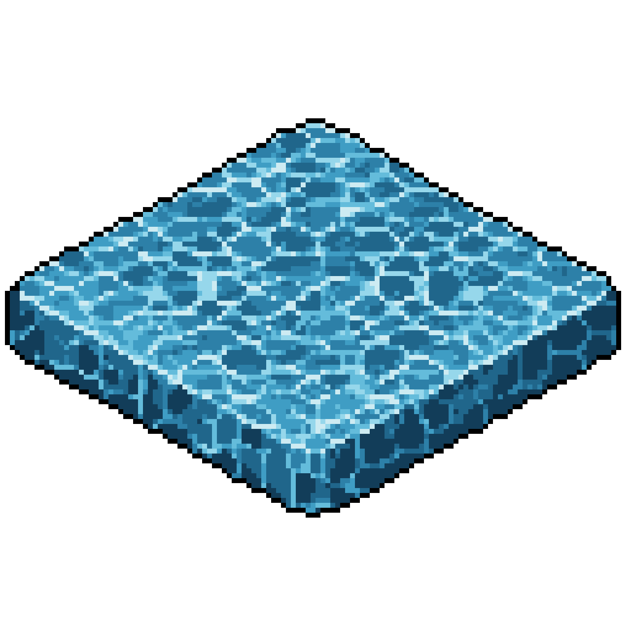 Isometric Blue Cracked Ice Tile Surface