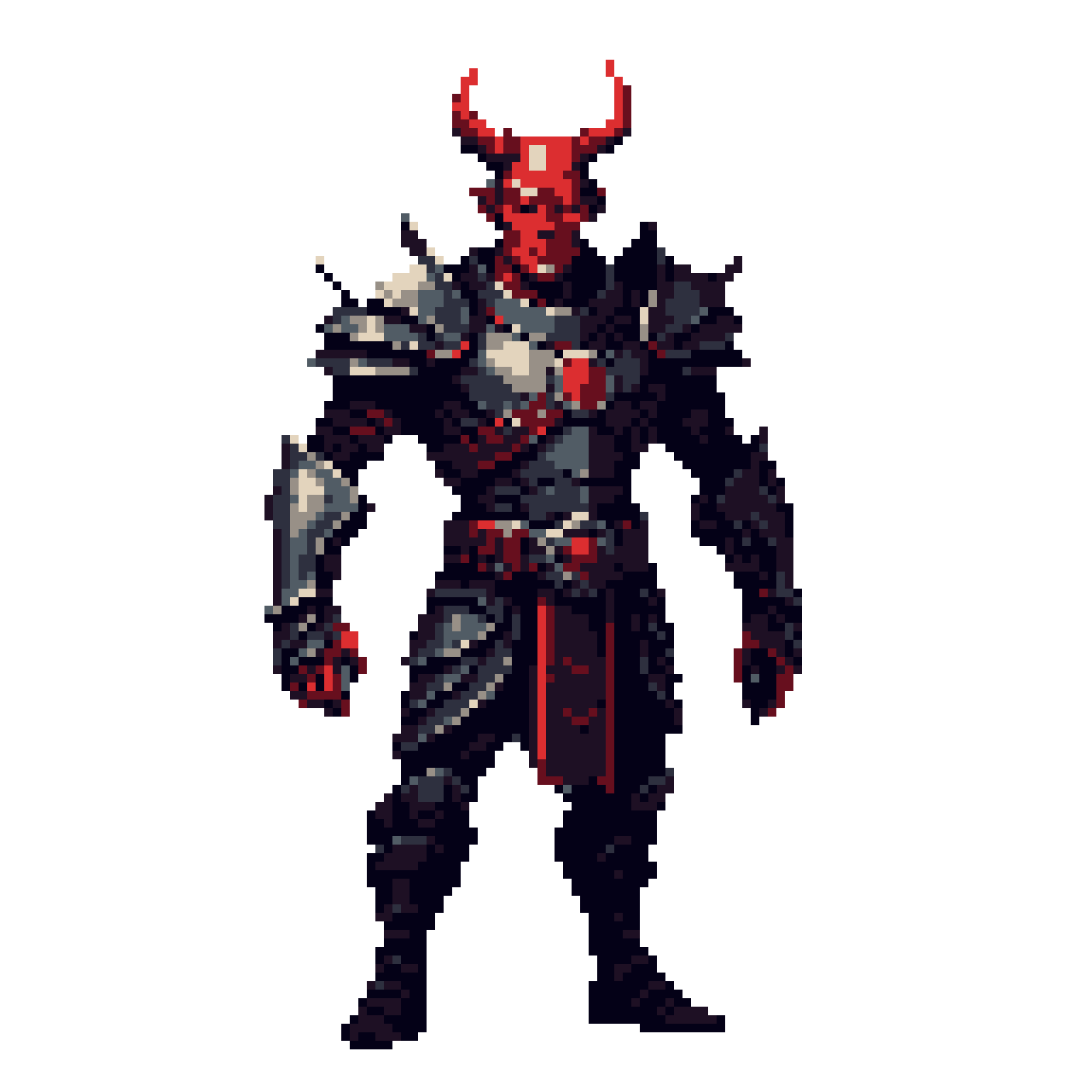 Demonic Warrior: Red-Skinned, Horned, Battle-Ready