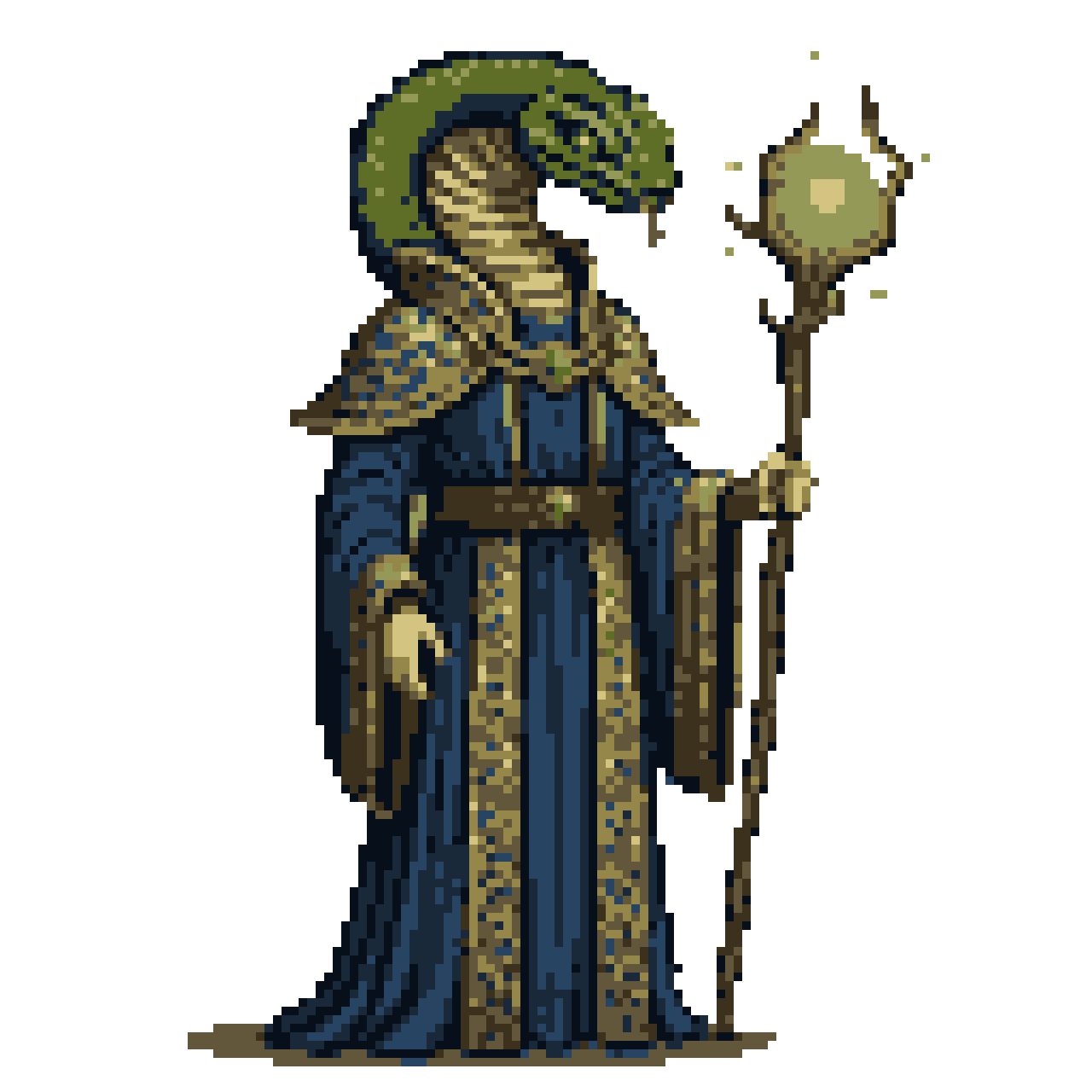 AI Pixel Art: Mystical Serpent Mage with Glowing Staff