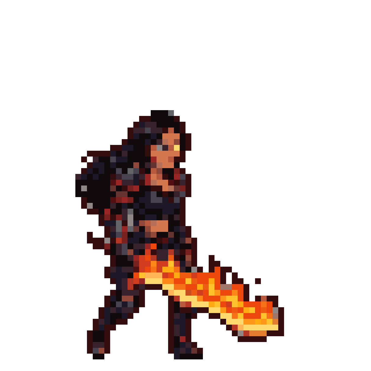 Pixel Art Sprite: Fiery Warrior: Sword Ready, Battle Beckons