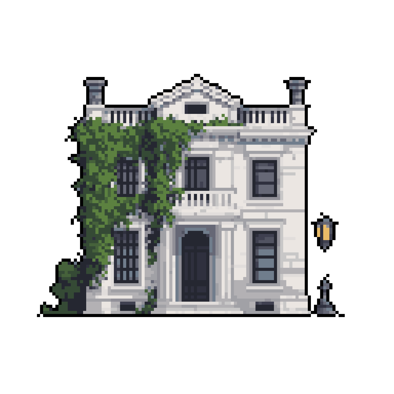 Abandoned Mansion: Ivy-Clad Grandeur, Melancholy Glow
