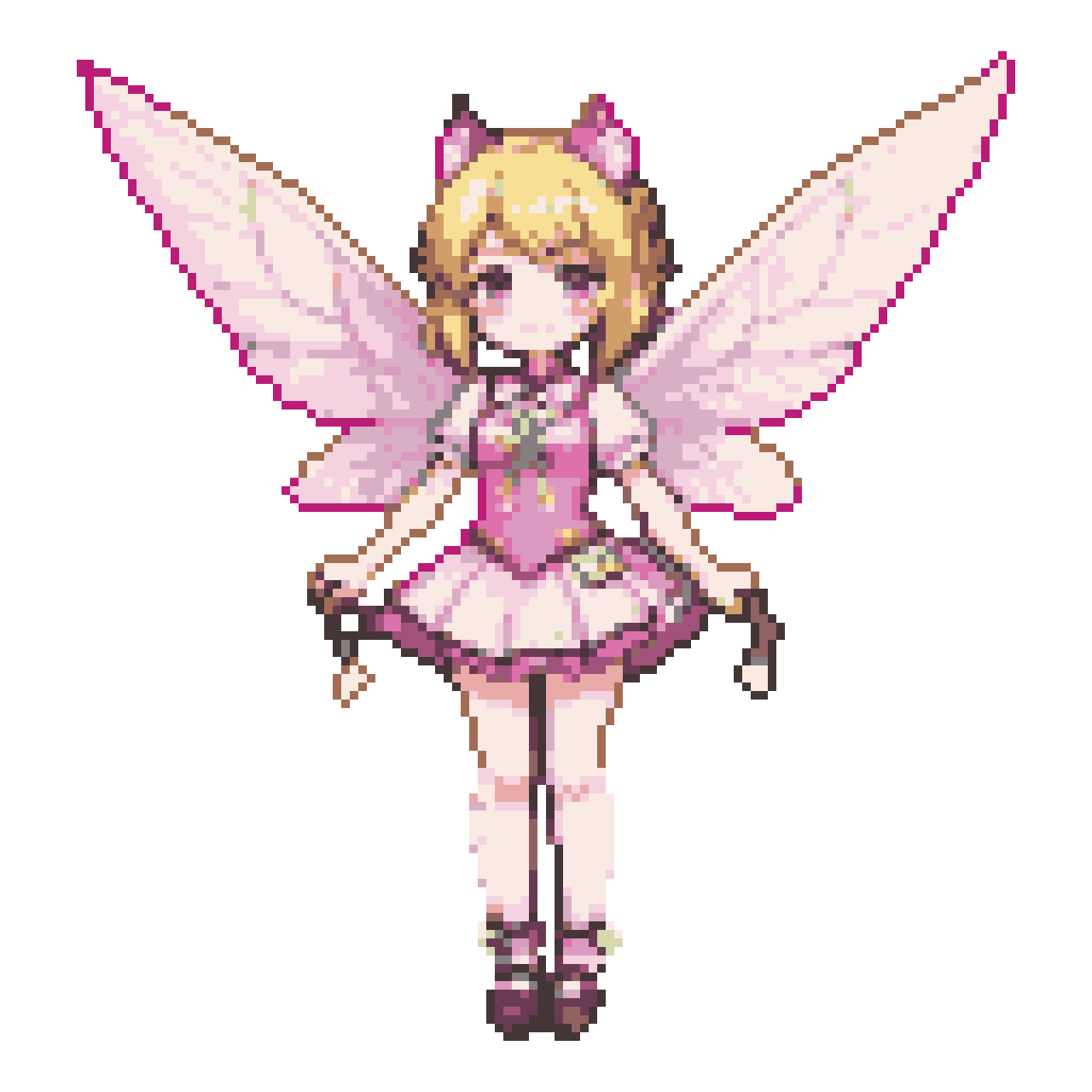 Enchanting Pixie with Pink Wings & Bell Charms