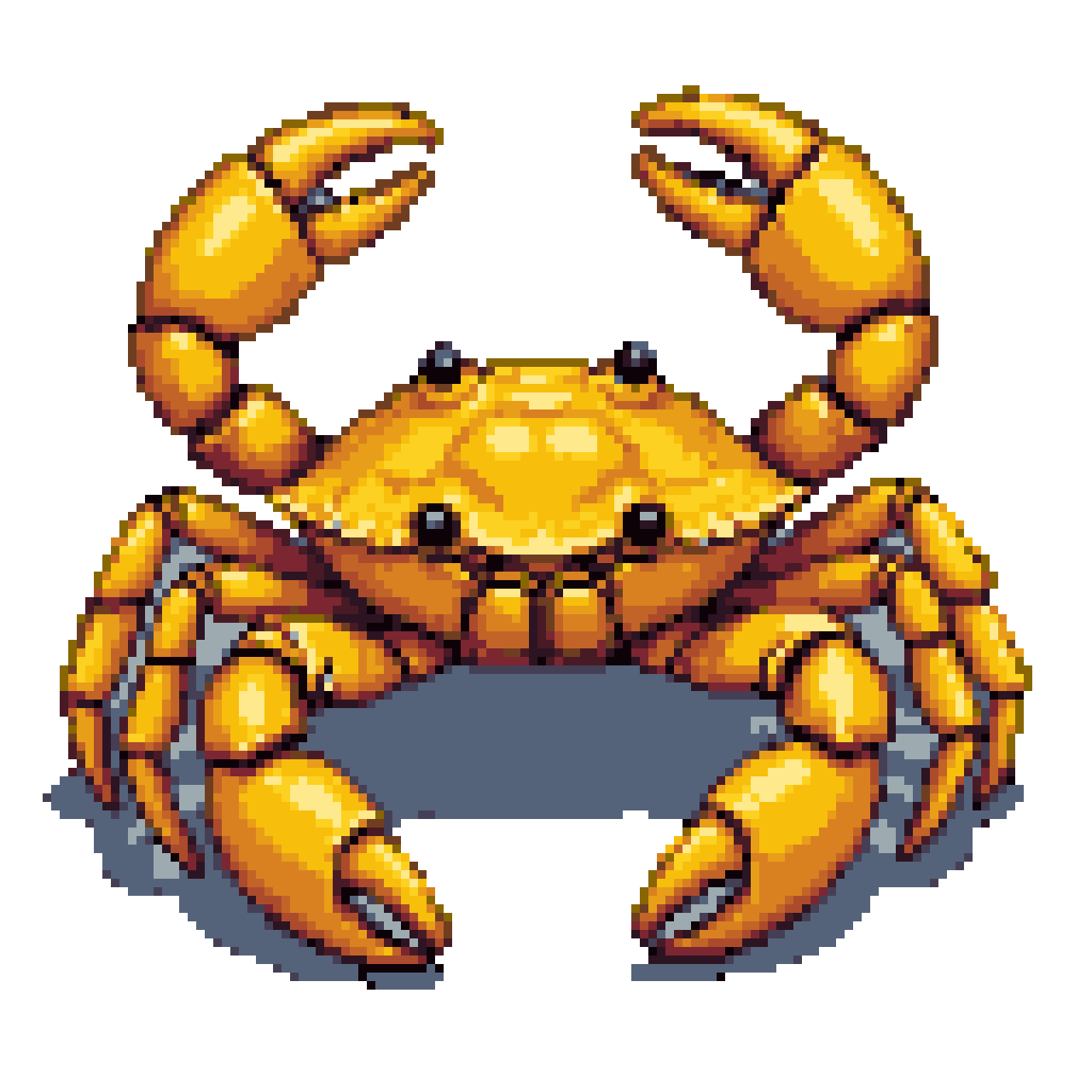 Golden Crab Ready for Battle: Retro Digital Art