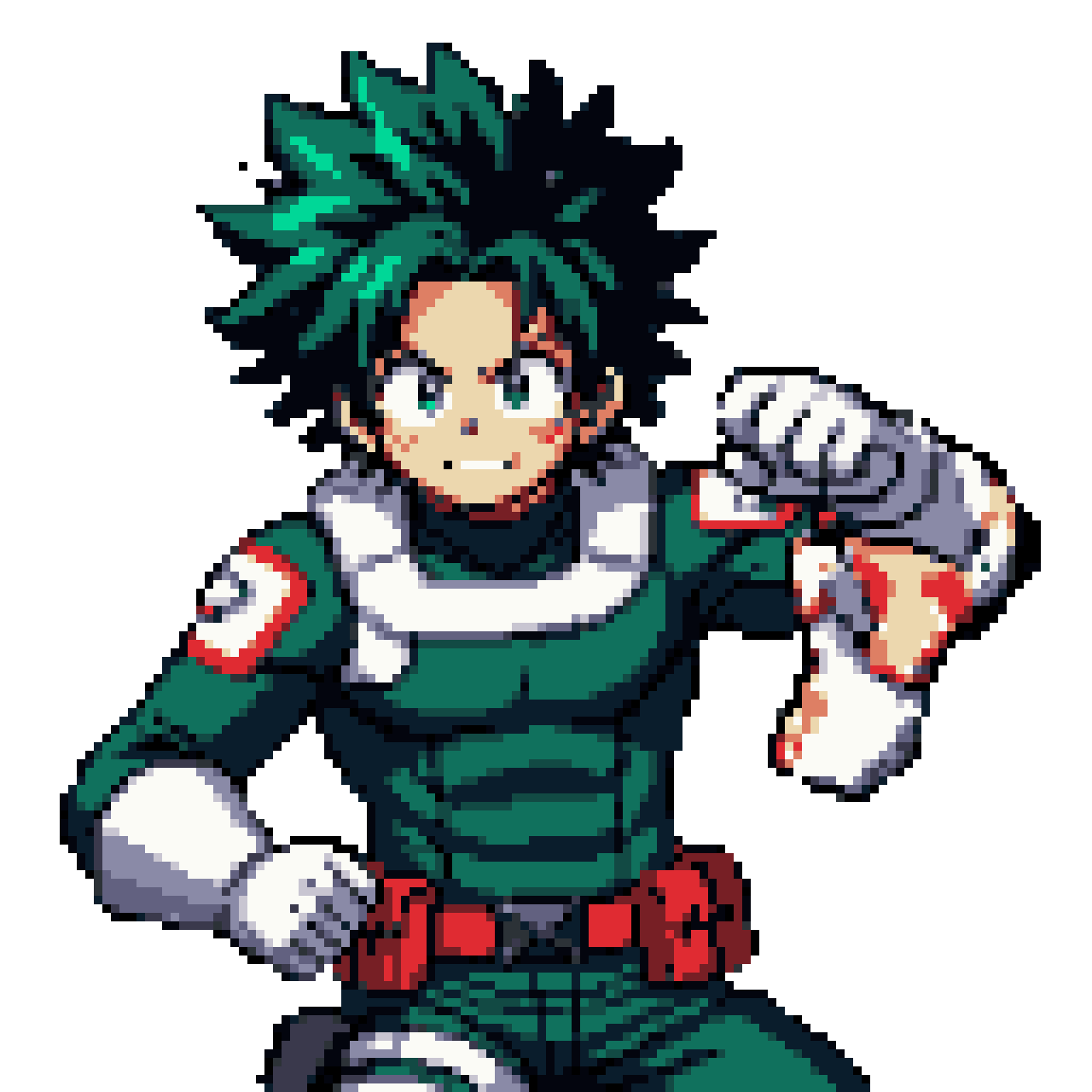 Deku's Heroic Charge: Dynamic Anime Battle Pose