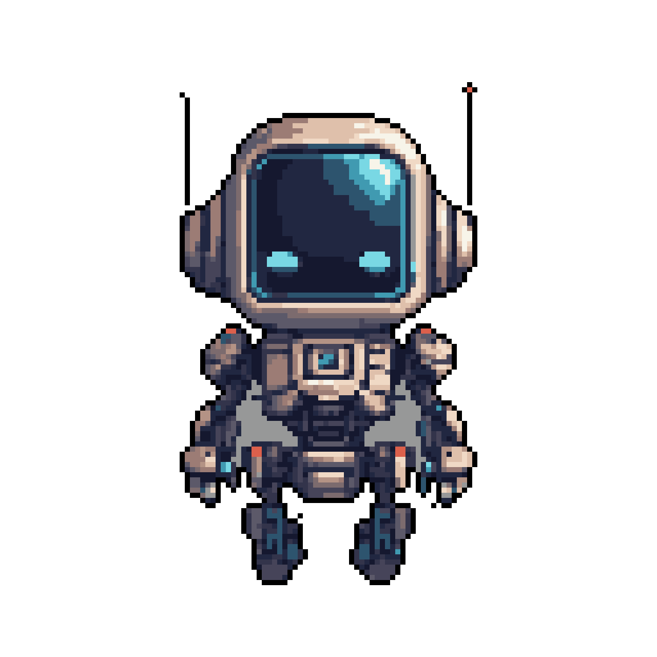 Futuristic Robot Contemplating, Minimalist Sci-Fi Art