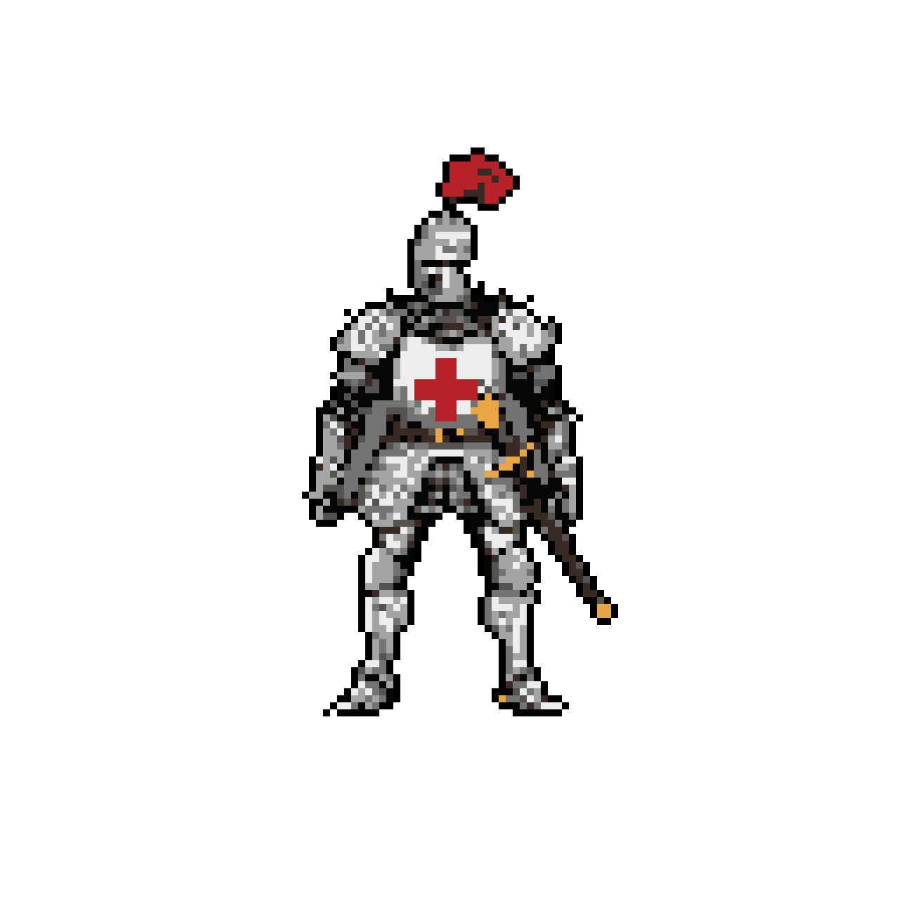 Sprite: Armored Knight Vigil: Red Cross Shield & Golden Sword