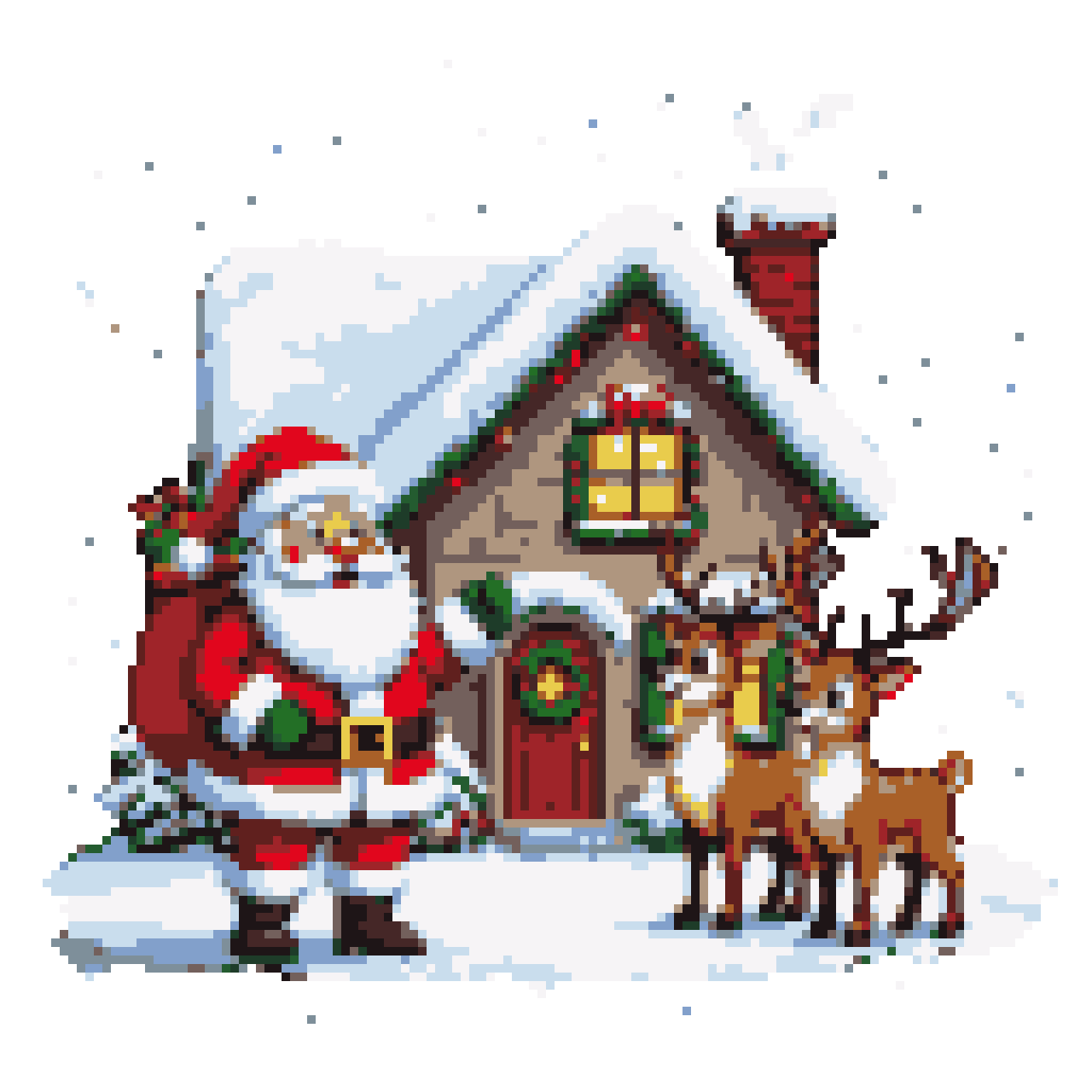 Santa's Cozy Cottage: Reindeer, Gifts & Starry Night